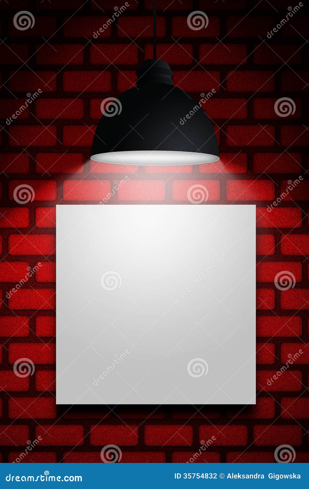 White Blank and Lamp Hanging on Red Wall Stock Illustration ...