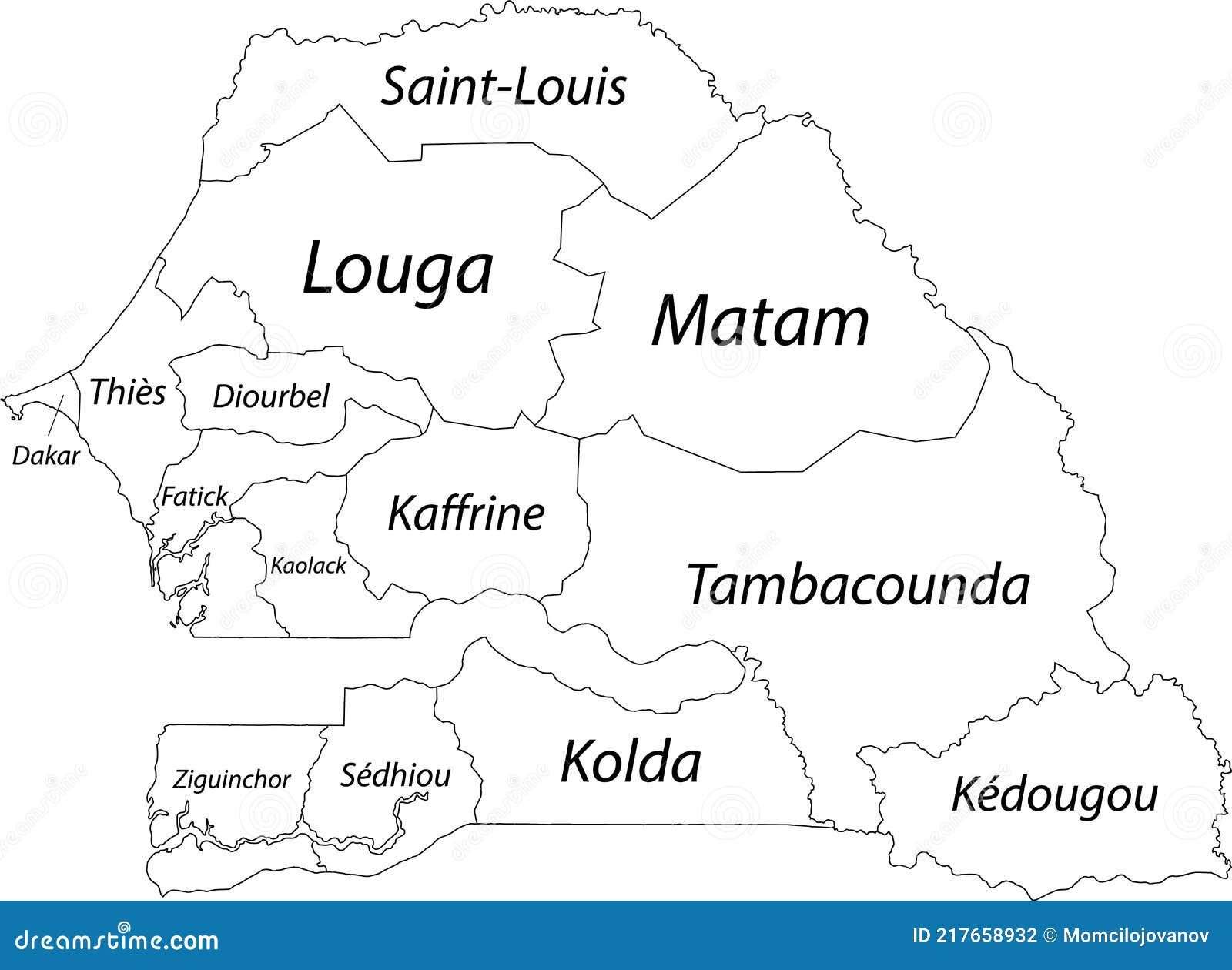 White blank map of Senegal stock vector. Illustration of contour ...