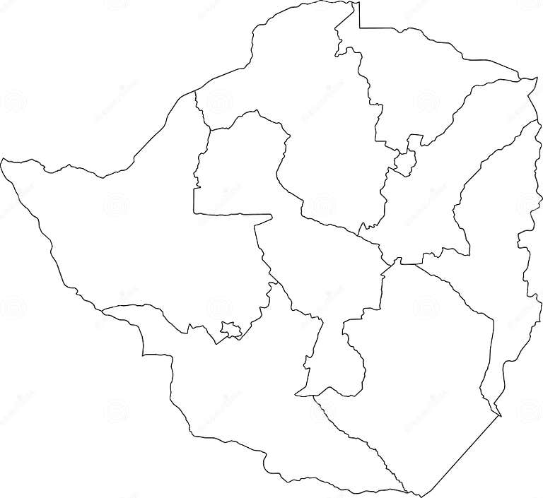 White Blank Map of Zimbabwe Stock Vector - Illustration of cartography ...