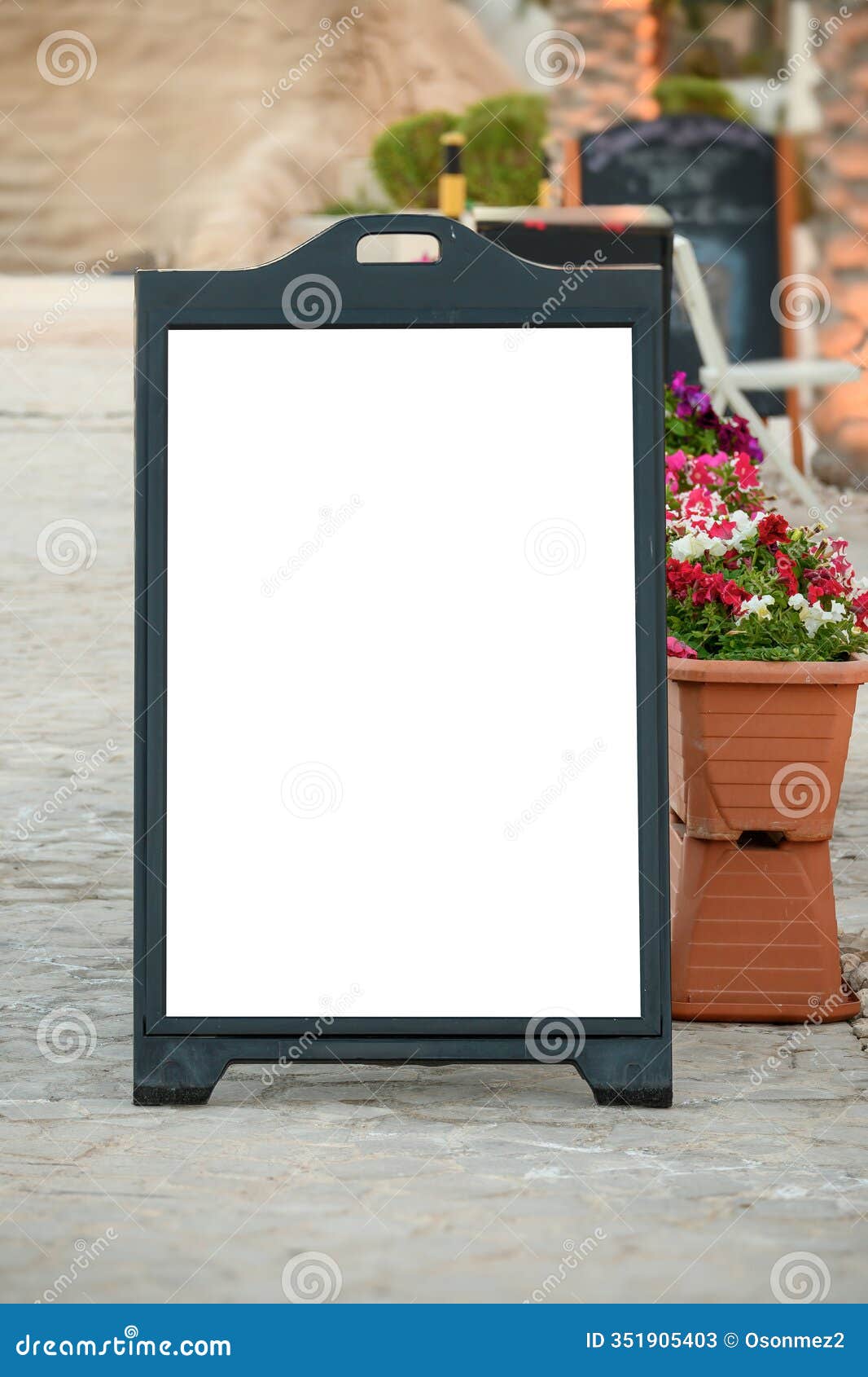 White Blank Menu Board in Front of Cafe Stock Image - Image of ...