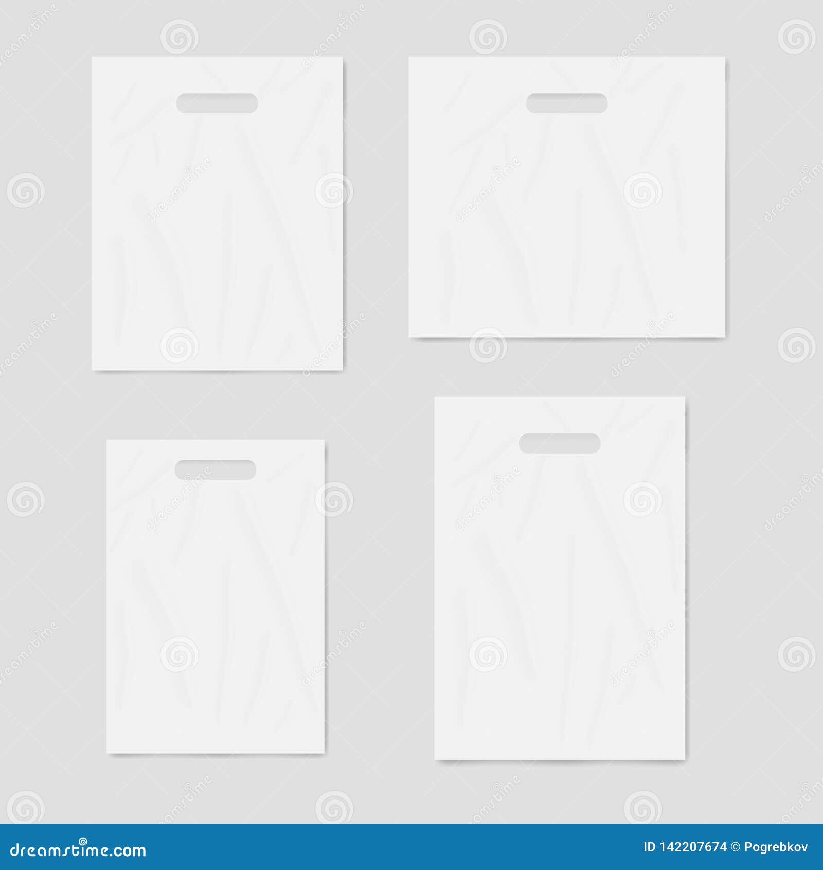 White Blank Merchandise Plastic Bags With Die Cut Handles, Template For ...
