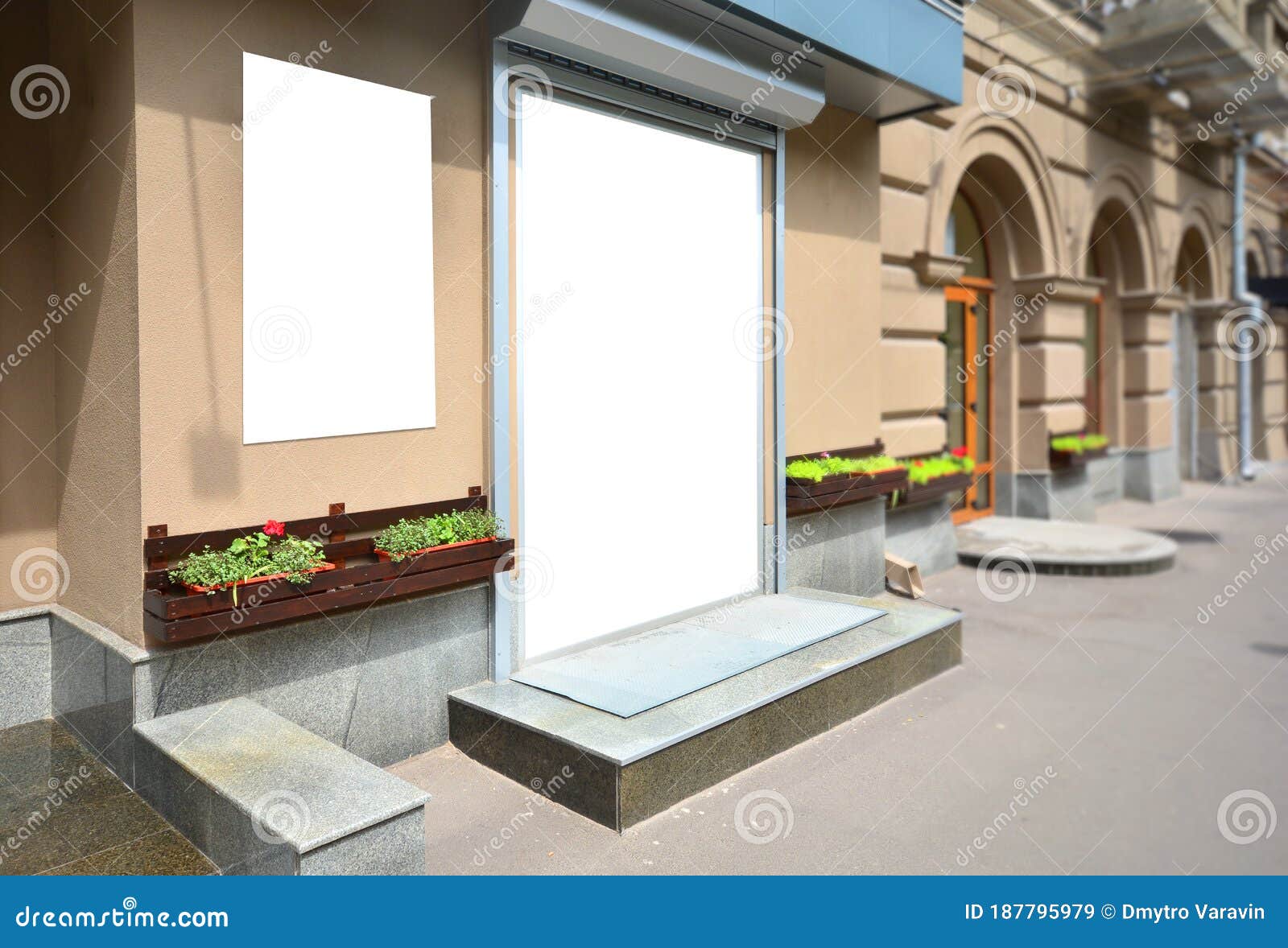 White Blank Mockup of Shop Facade Stock Image - Image of empty, mock ...