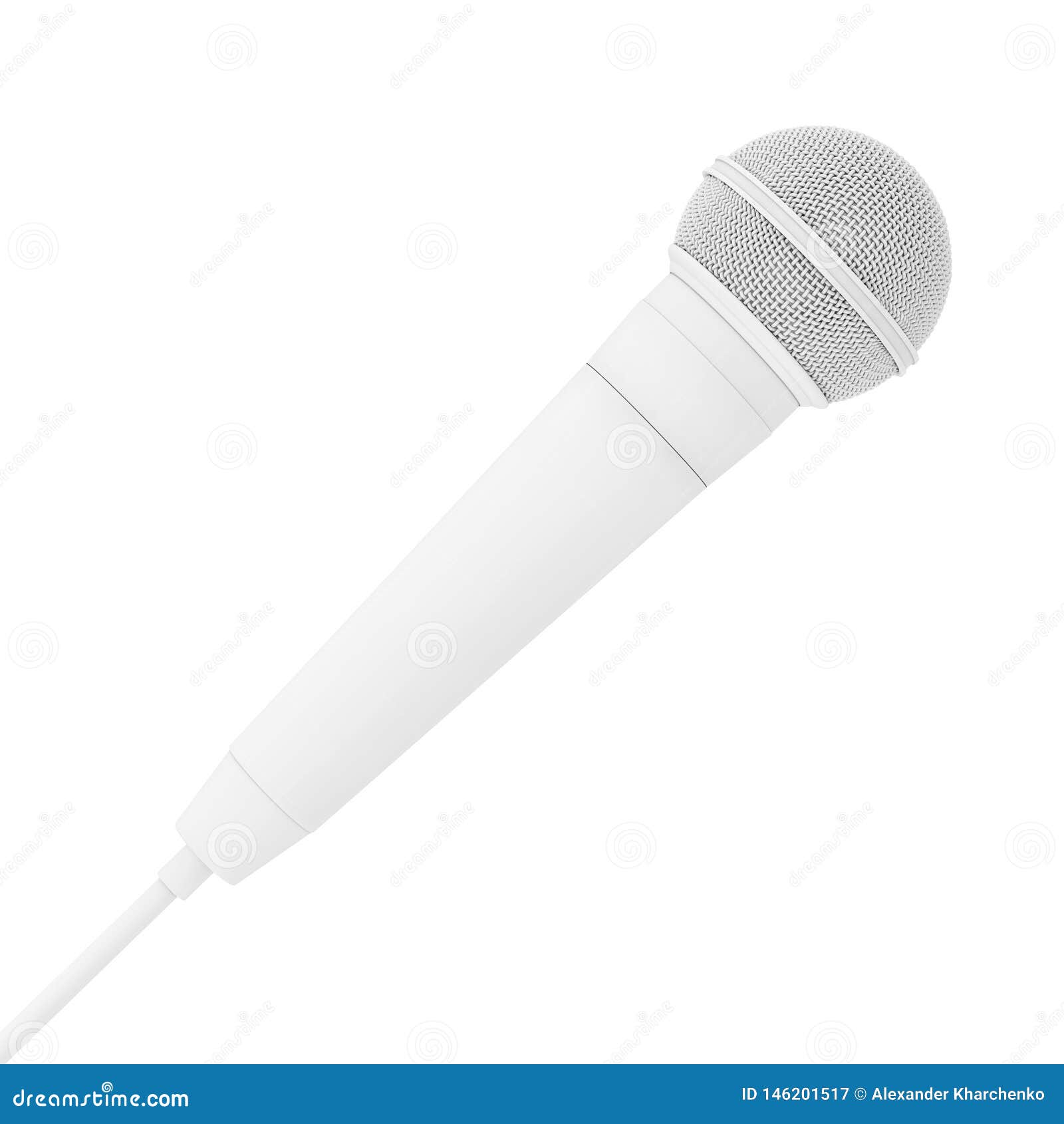 White Blank Modern Microphone in Clay Style. 3d Rendering Stock ...