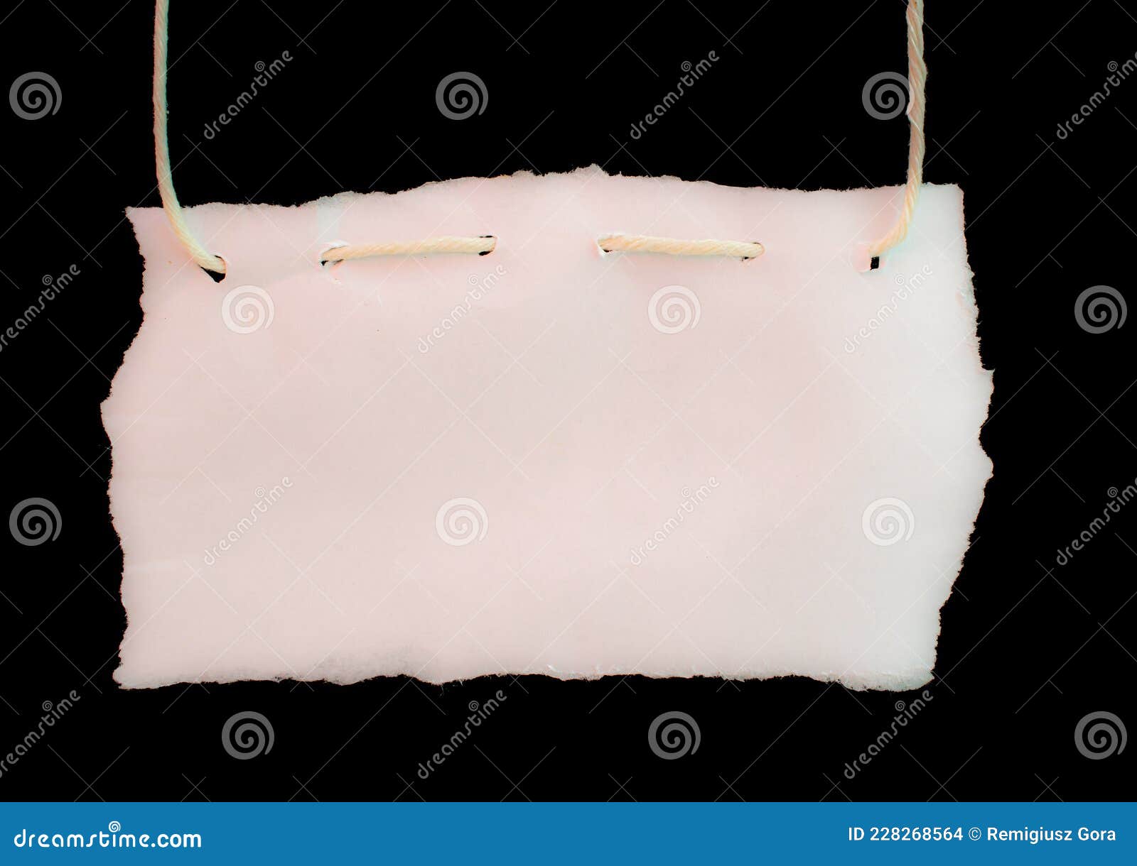 White Blank Note Card with Blue String on Black Background Stock Photo ...