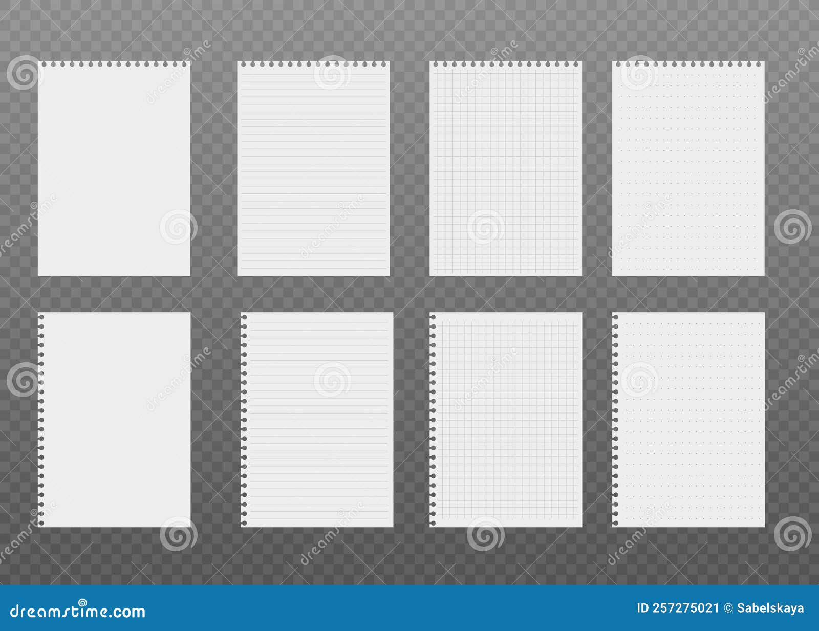 White Blank Notebook Paper Sheets Set, Realistic Vector Illustration ...