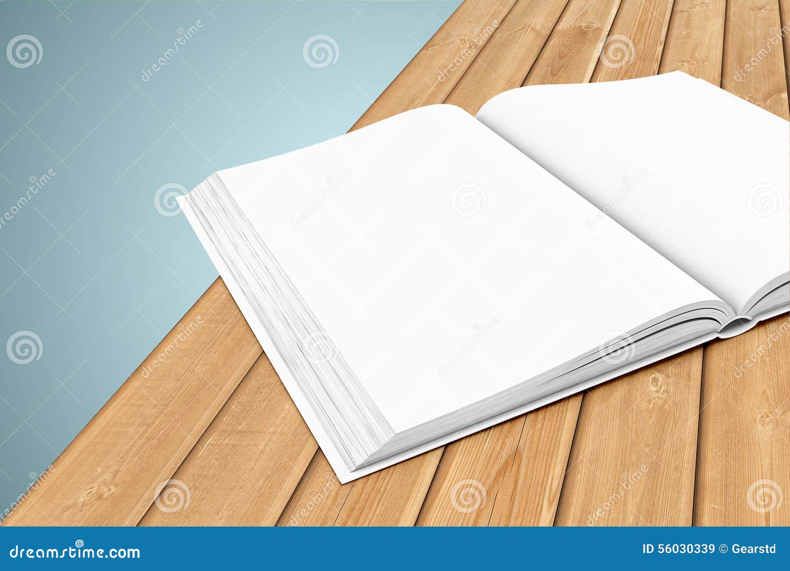 White Blank Open Book on Wooden Planks Stock Image - Image of book ...