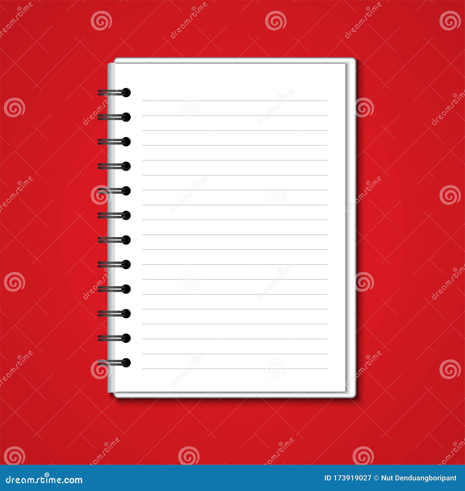 White Blank Paper Note Book on Red Background Stock Vector ...