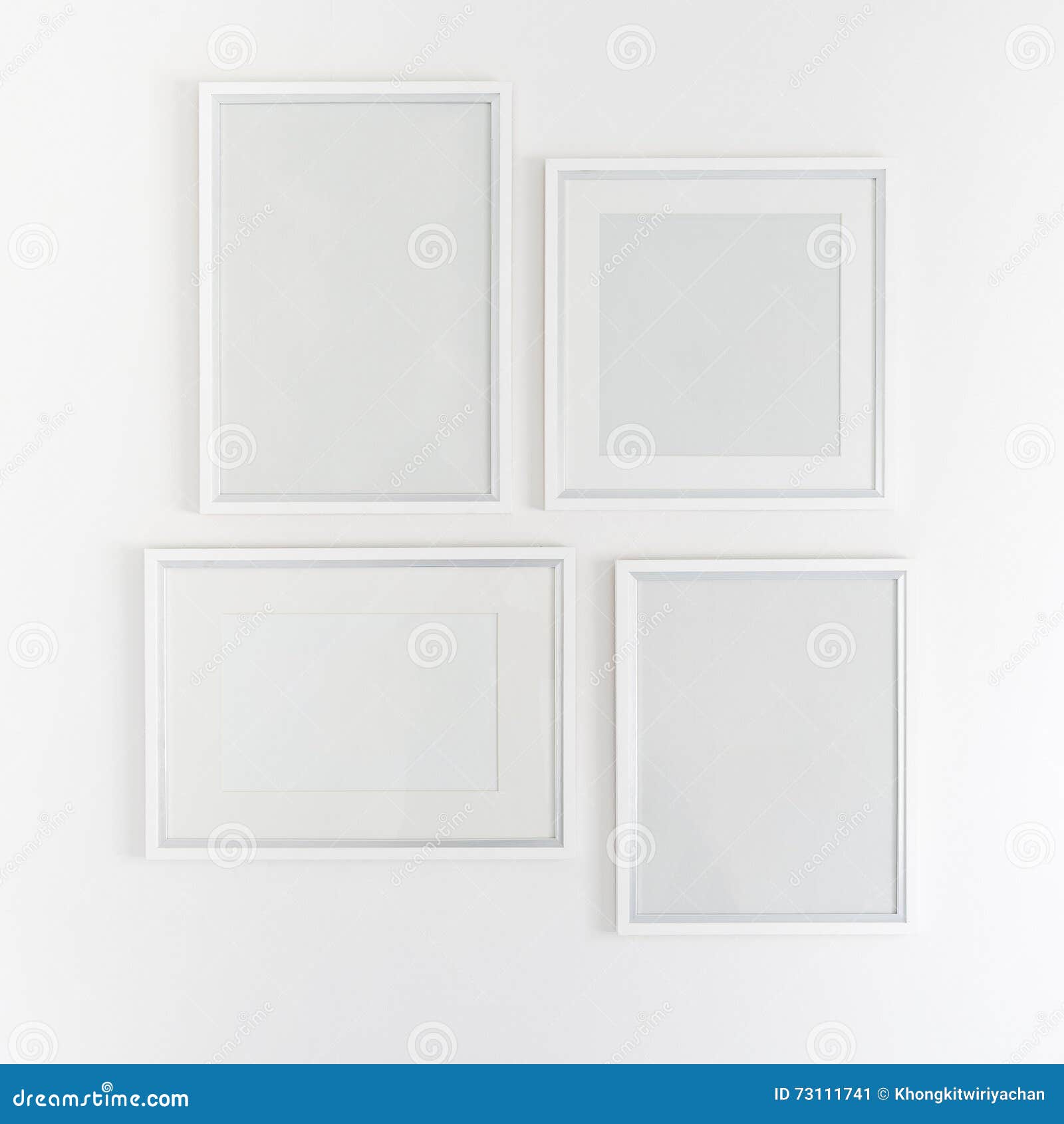 White Blank Picture Frames Hanging on White Stock Image - Image of ...