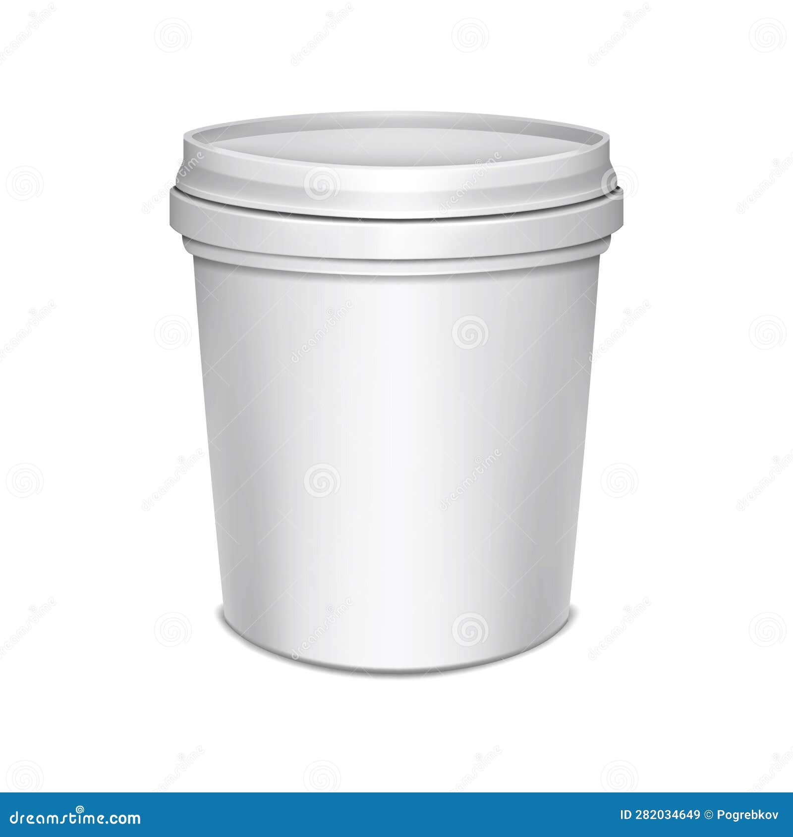 White Blank Plastic Bucket with Lid Vector Mock-up. Pail Round ...