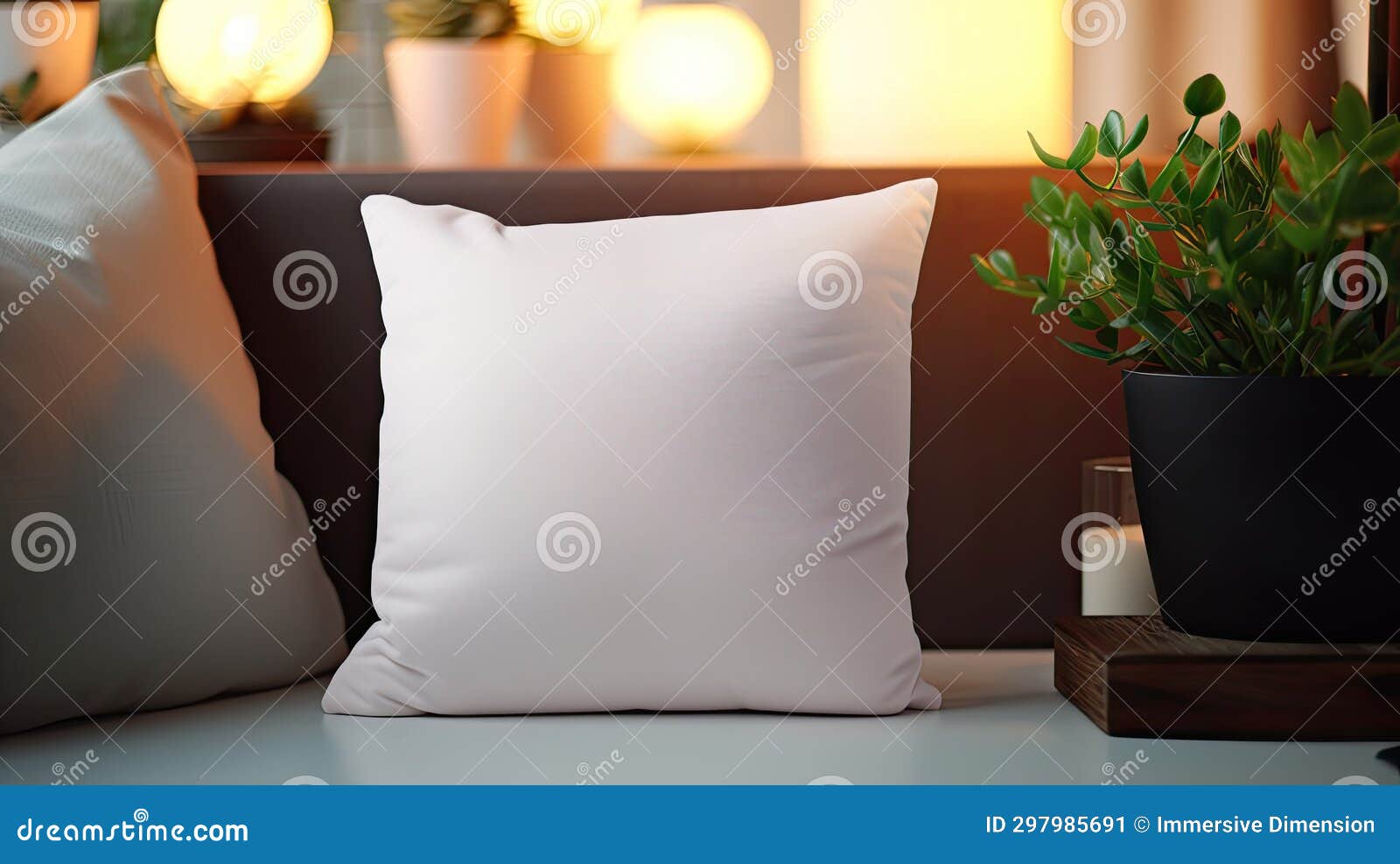 White Blank Polyester Pillow Mock Up. Empty Pillow Template Modern and ...