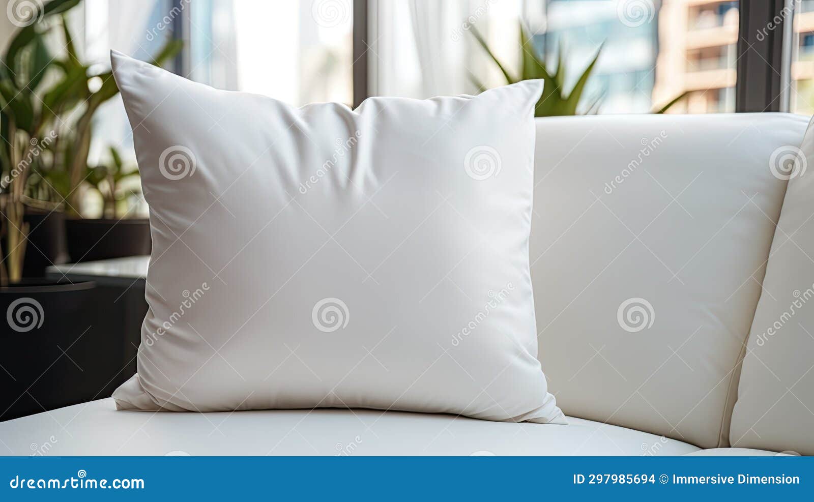 White Blank Polyester Pillow Mock Up. Empty Pillow Template Modern and ...