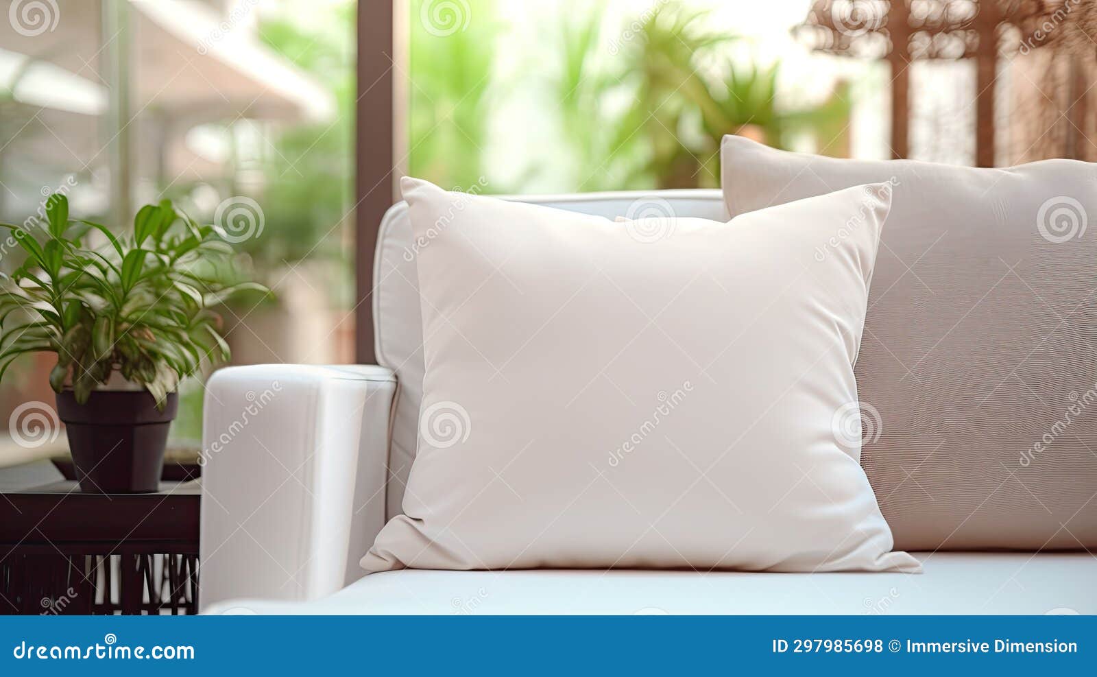 White Blank Polyester Pillow Mock Up. Empty Pillow Template Modern and ...
