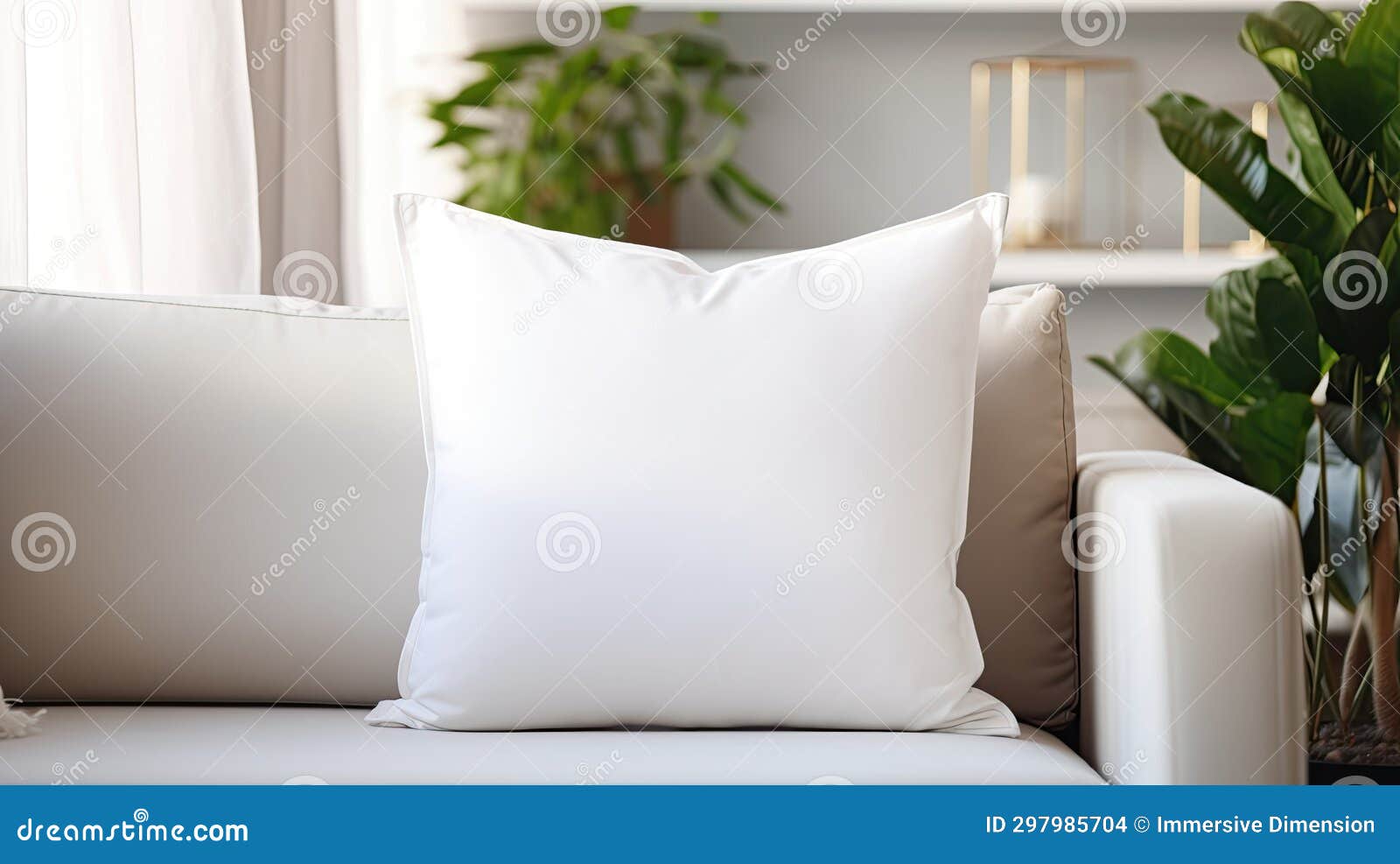 White Blank Polyester Pillow Mock Up. Empty Pillow Template Modern and ...