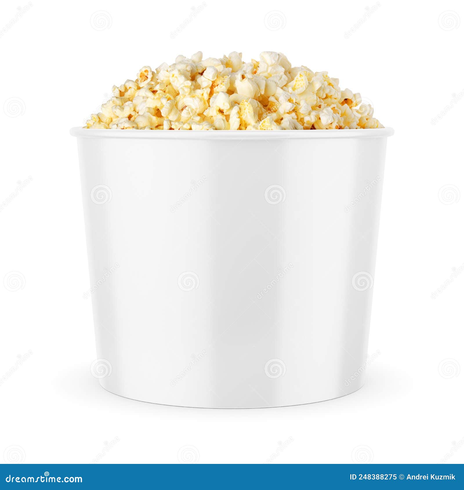 White Blank Popcorn Bucket Mockup Isolated on White Background Stock ...