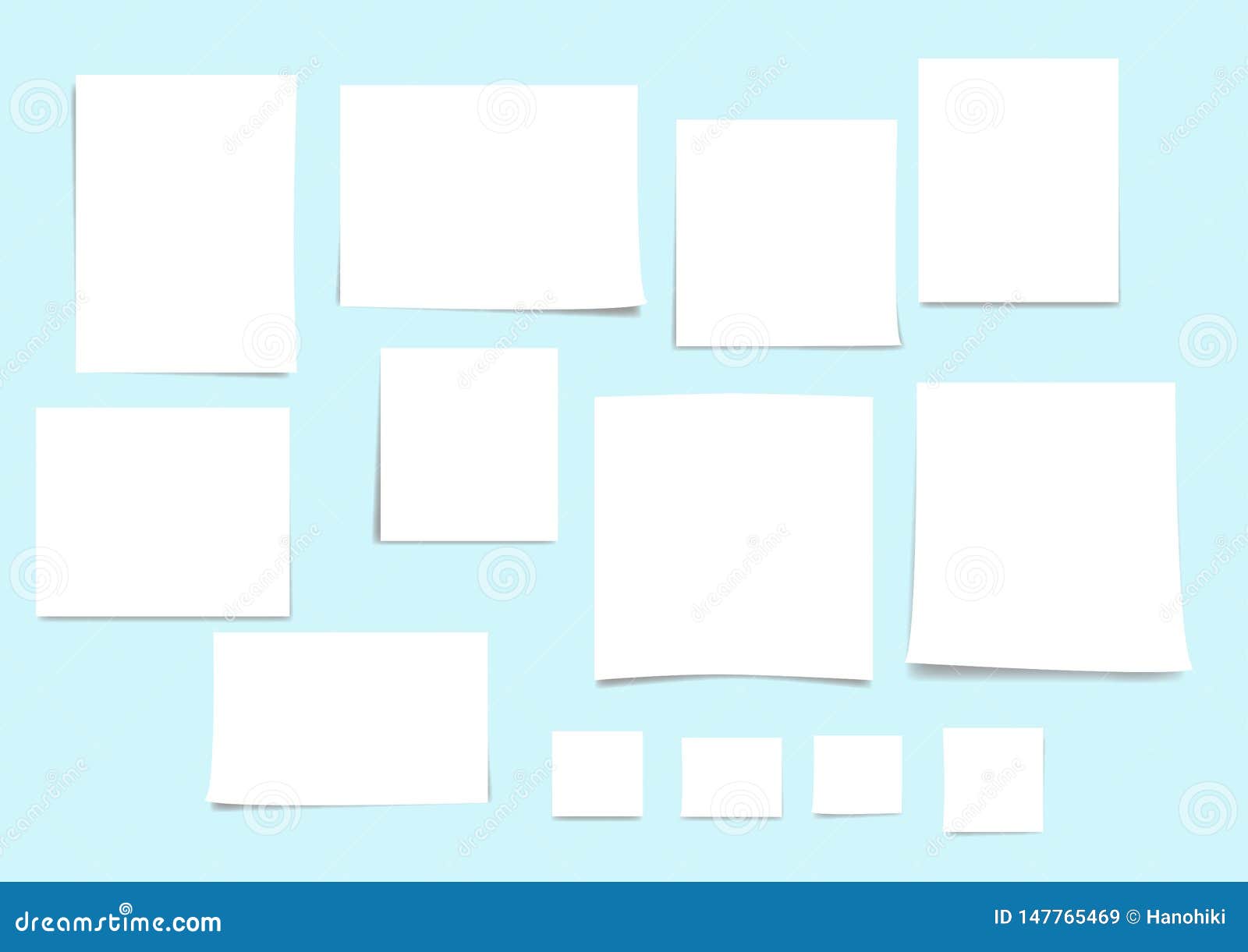 White Blank Post-it Notes or White Paper Notes Vector Illustration ...
