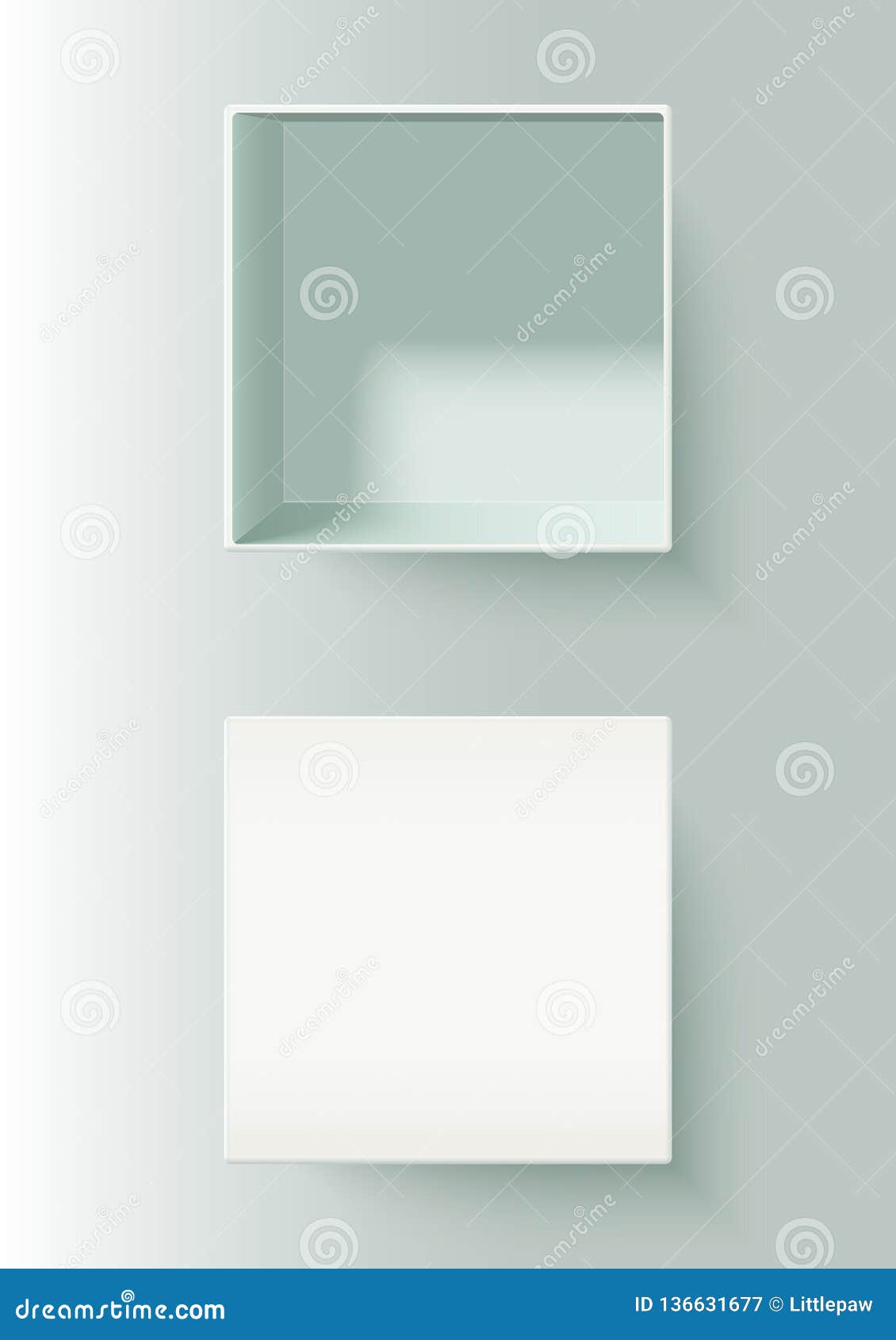 White Blank Realistic Open Box Mock-up, Vector Illustration Stock ...