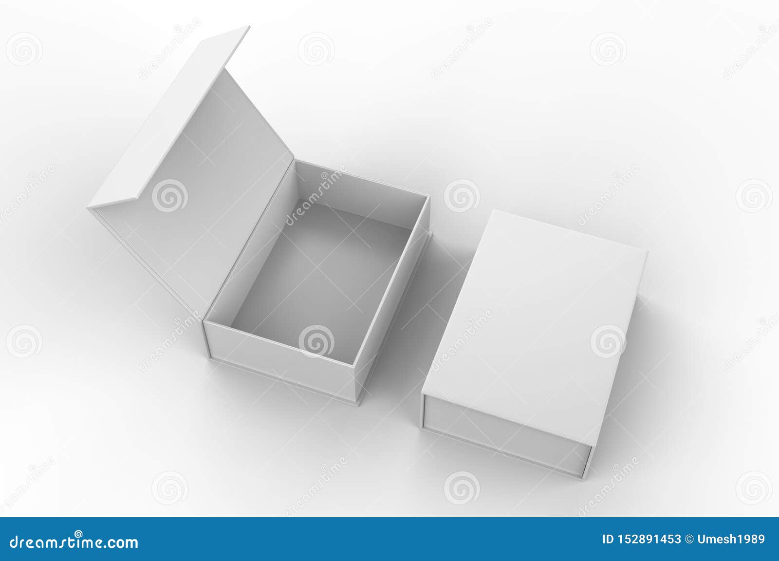 White Blank Rectangular Hard Cardboard Box for Branding Presentation ...