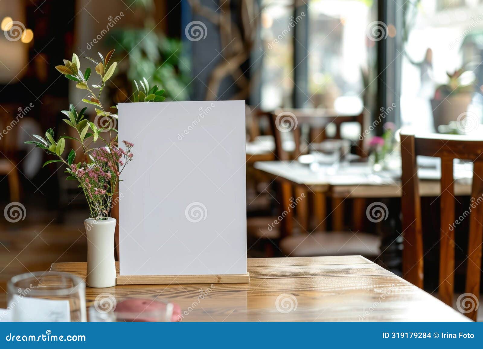 White Blank Restaurant Menu Sign on a Table Stock Photo - Image of ...