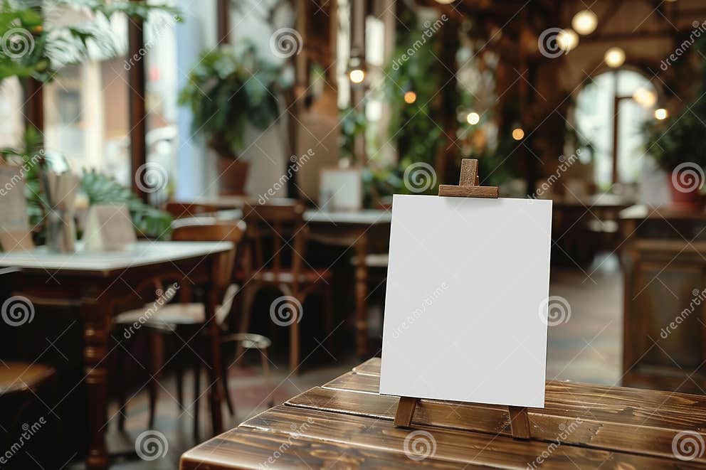 White Blank Restaurant Menu Sign on a Table Stock Image - Image of ...