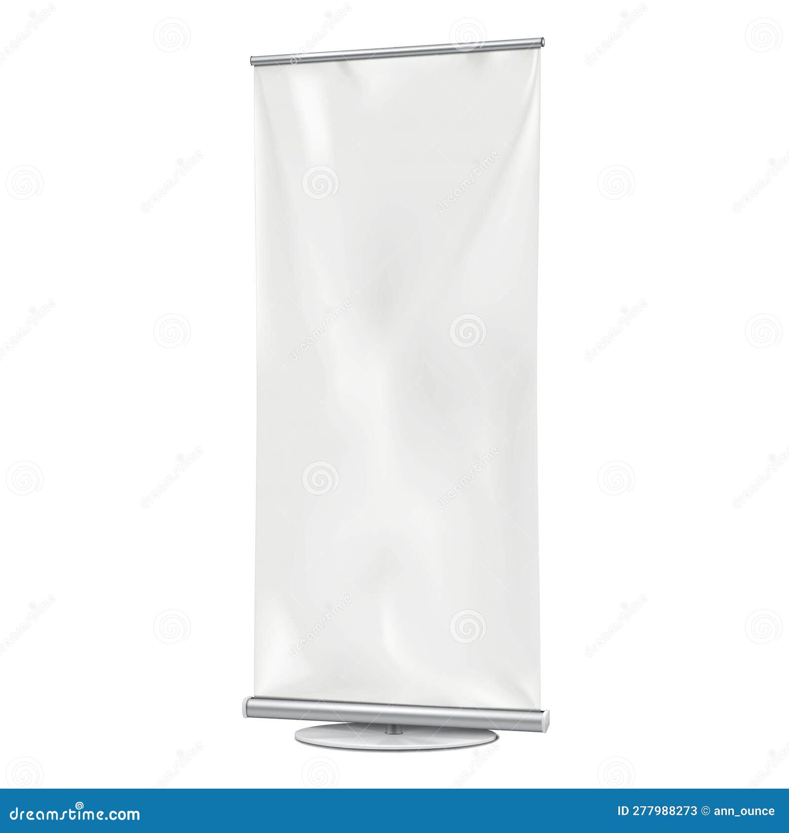 White Blank Roll-up Retractable Banner Stand on Round Base Vector Mock ...
