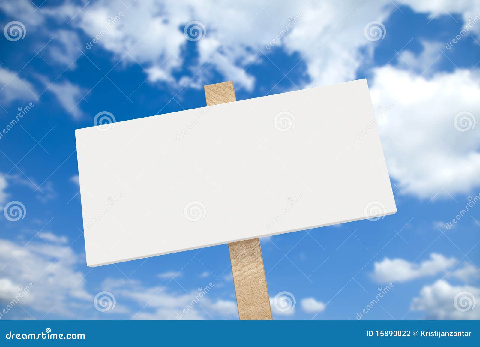 White Blank Sign on a Wooden Post Stock Illustration - Illustration of ...