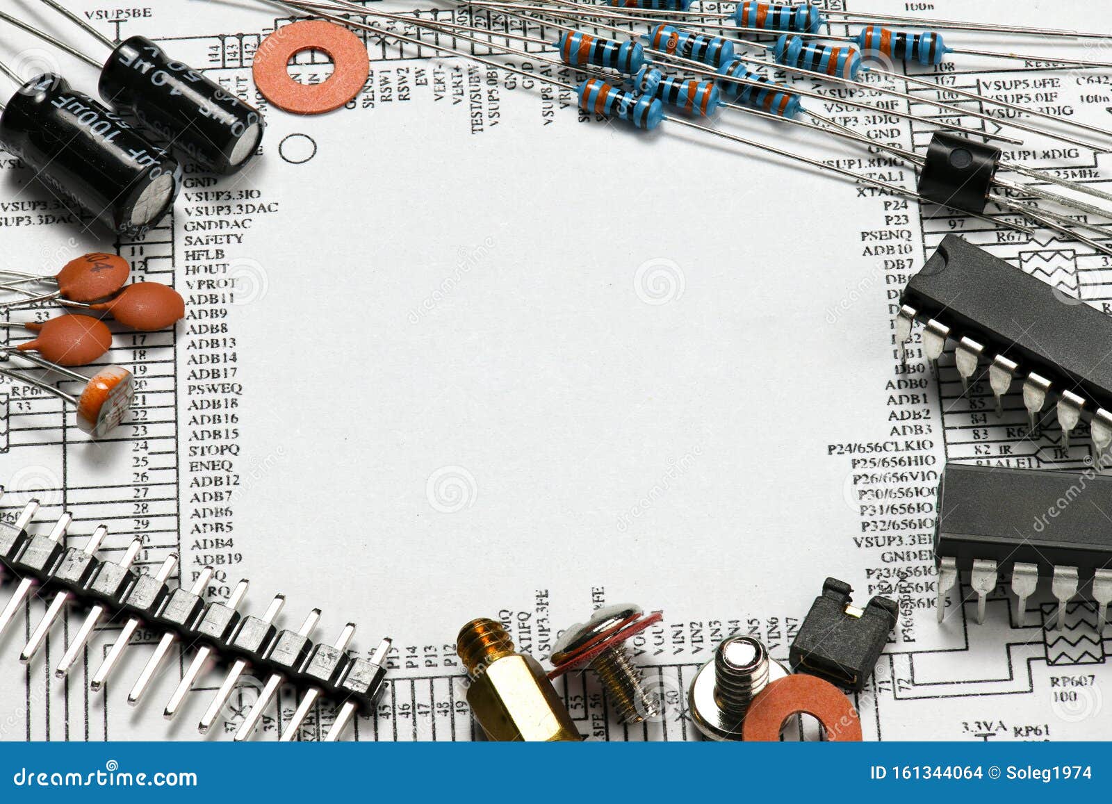 White Blank Space and Closeup of Electronic Components, Unit, Part ...