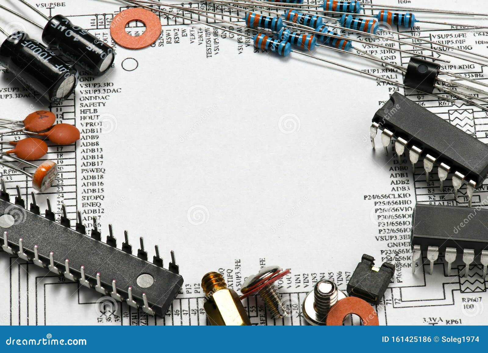 White Blank Space and Closeup of Electronic Components, Unit, Part ...