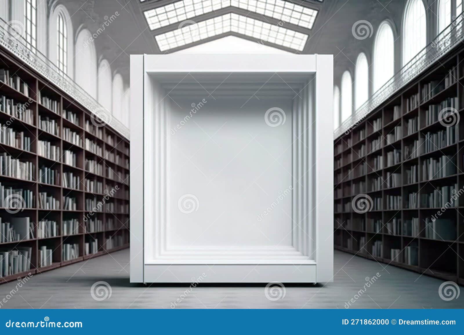 White Blank Space for Copy Space in the Middle of Library. Stock ...