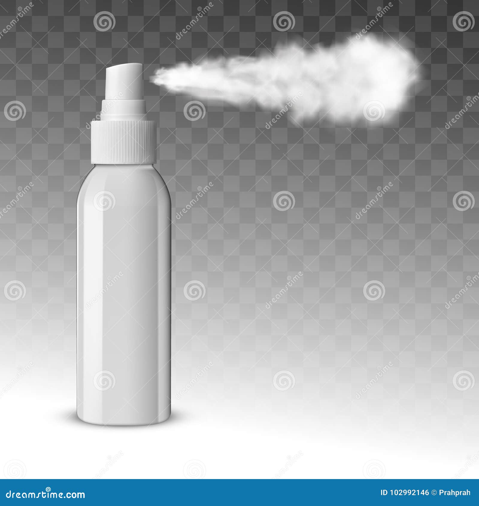 White Blank Sprayer Bottle. Side View with Spray Stock Illustration ...
