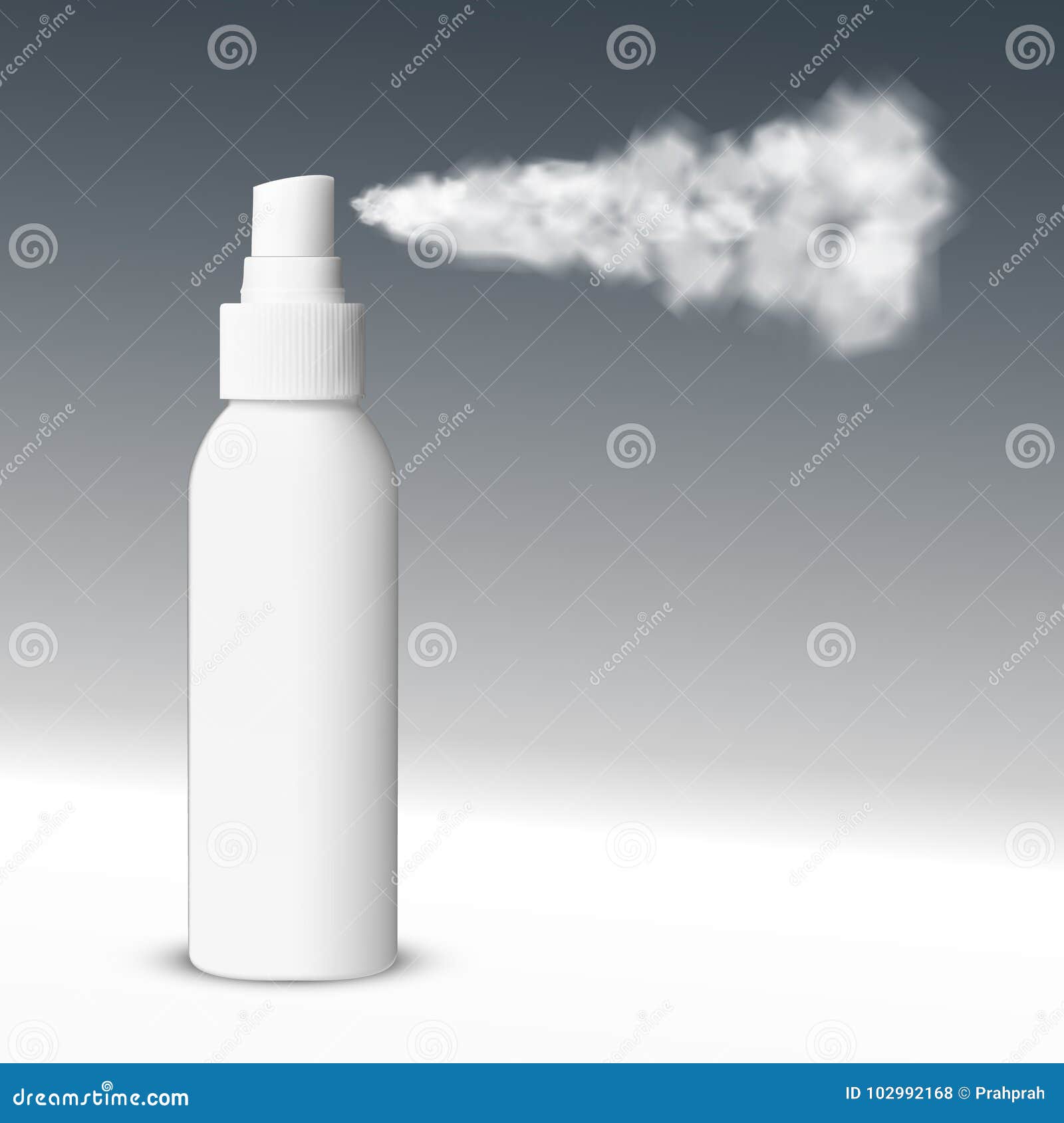 White Blank Sprayer Bottle. Side View with Spray Stock Illustration ...
