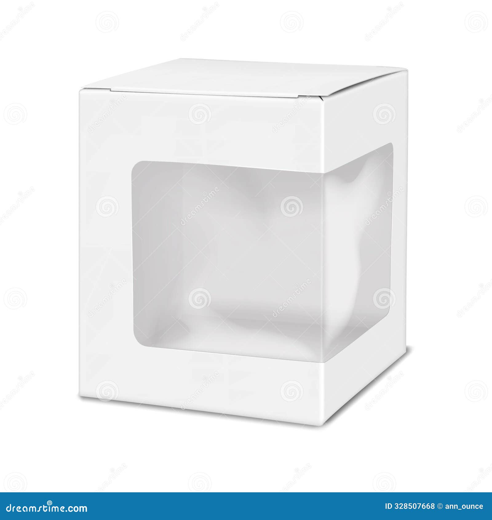 White Blank Square Paper Box with Plastic Window Mock-up. Cardboard ...