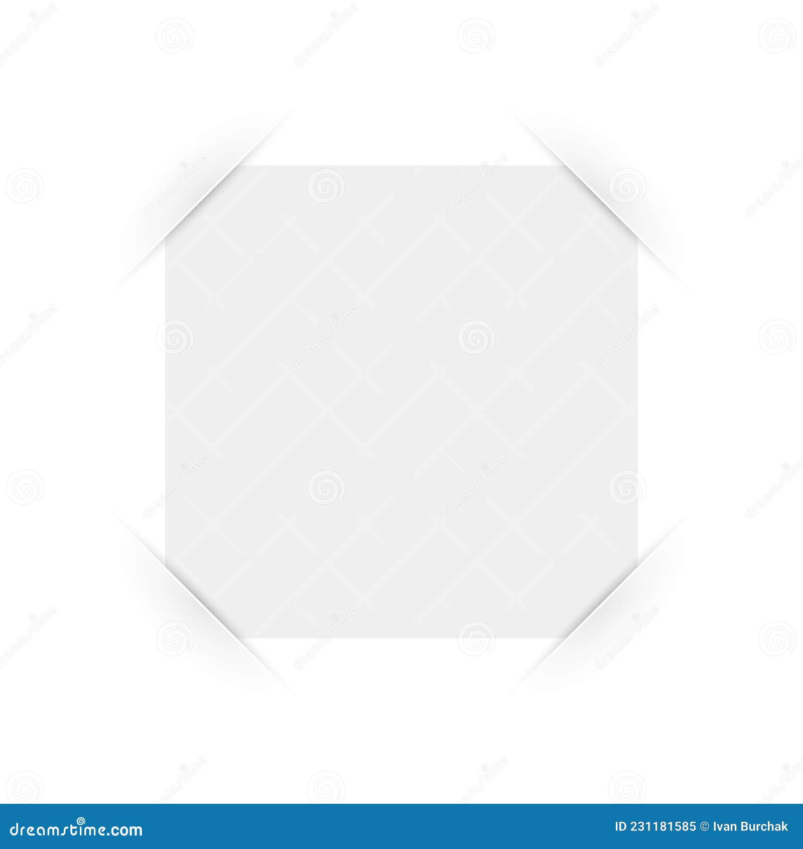 White Blank Square Photo Frame Inserted into White Cut Paper Stock ...