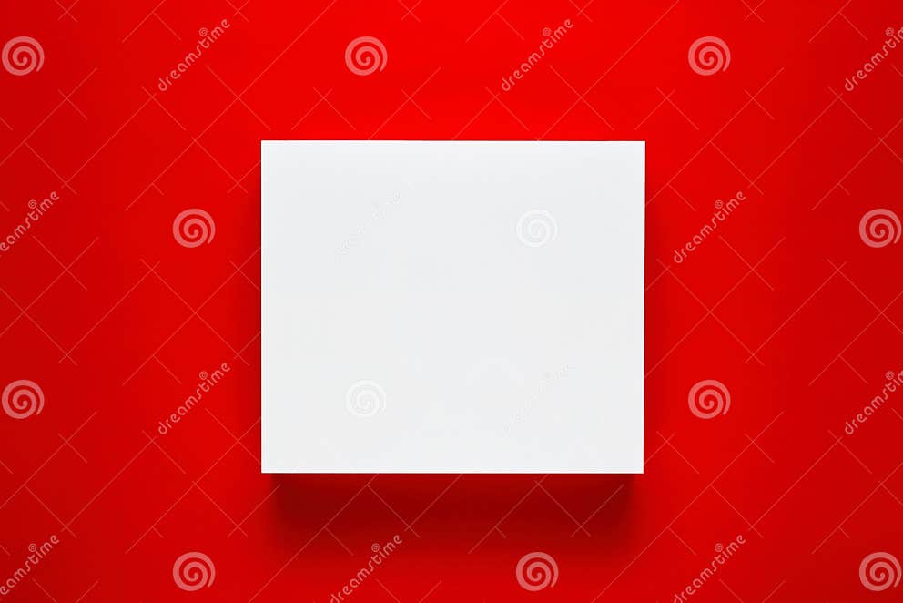 White Blank Square Shape or Frame on Red Background Stock Image - Image ...