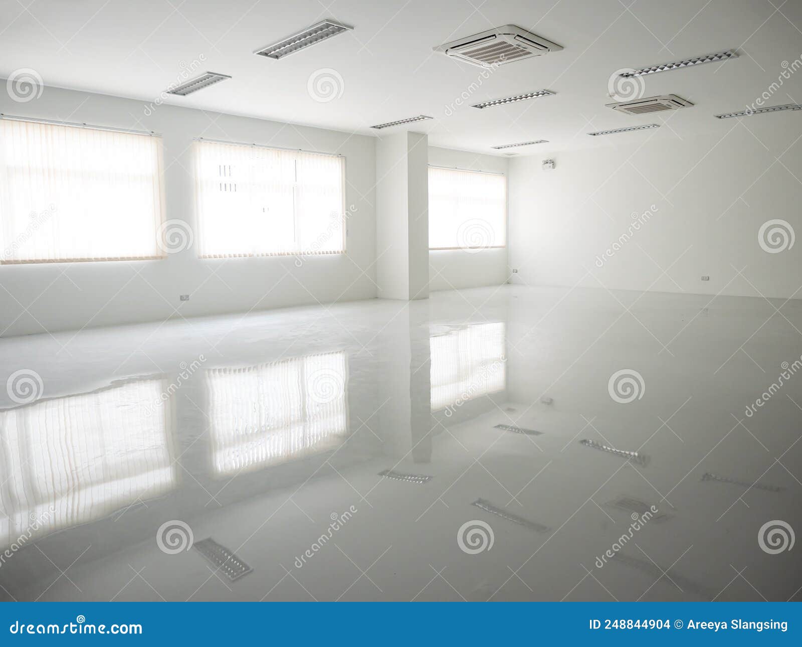 White Blank Studio Room for Interior Design Stock Photo - Image of real ...