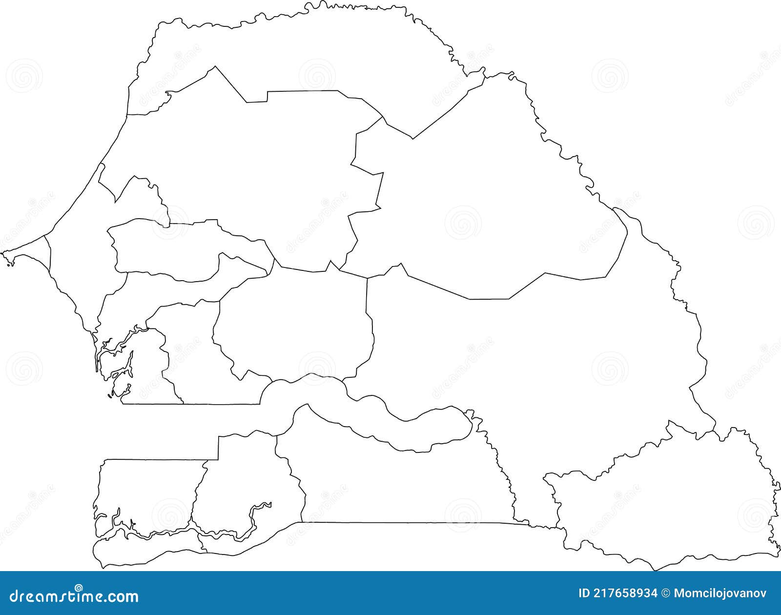 White blank map of Senegal stock vector. Illustration of inside - 217658934