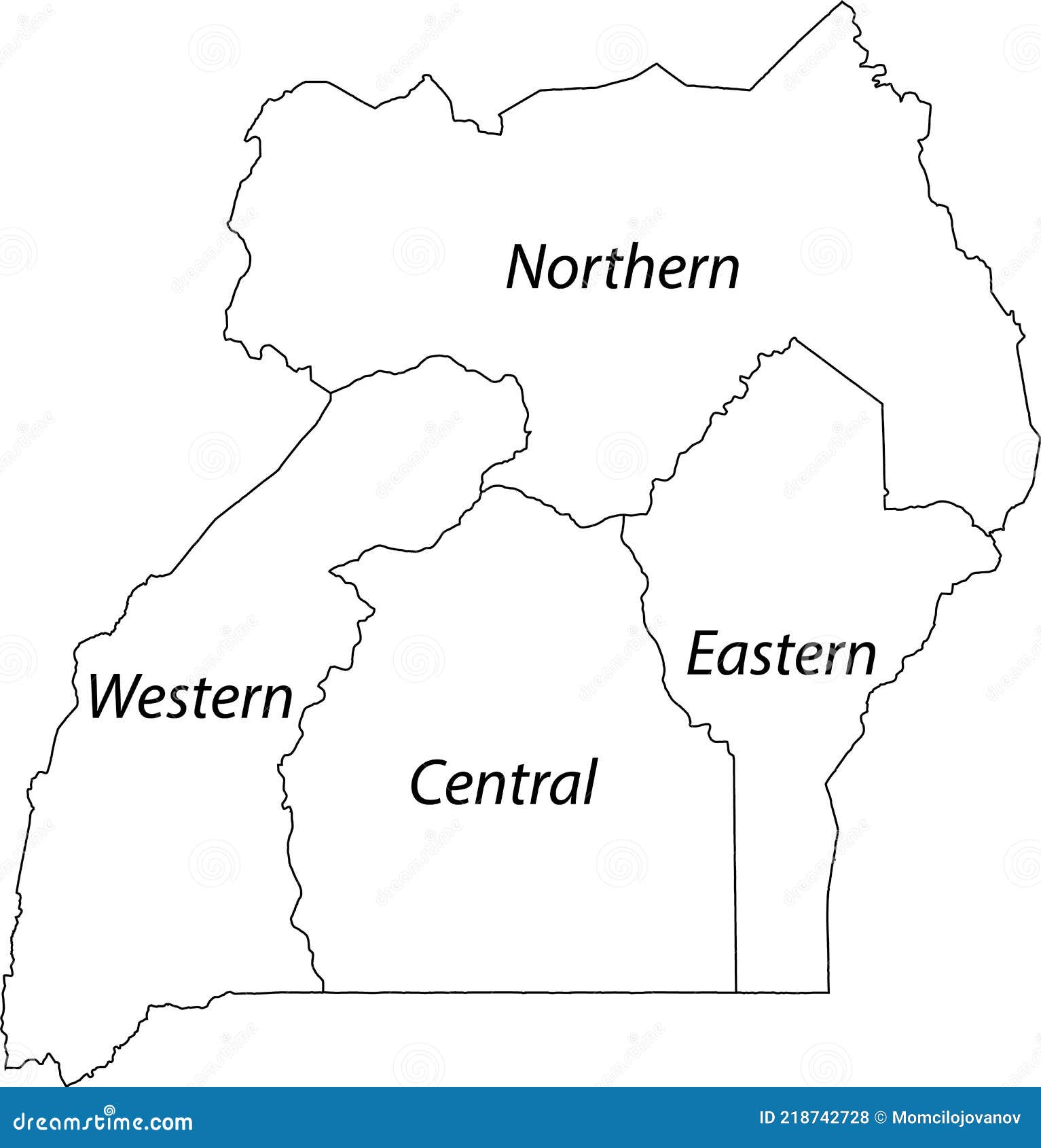 White blank map of Uganda stock vector. Illustration of district ...