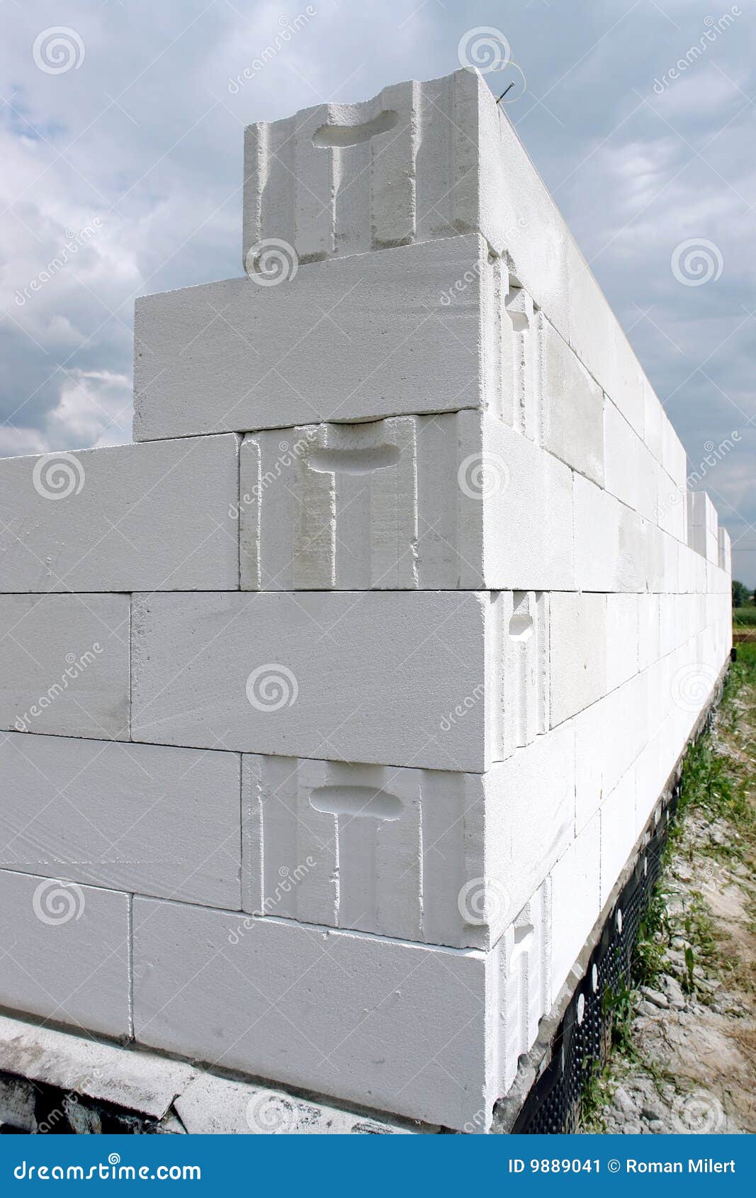 White block wall stock image. Image of concrete, mortar - 9889041