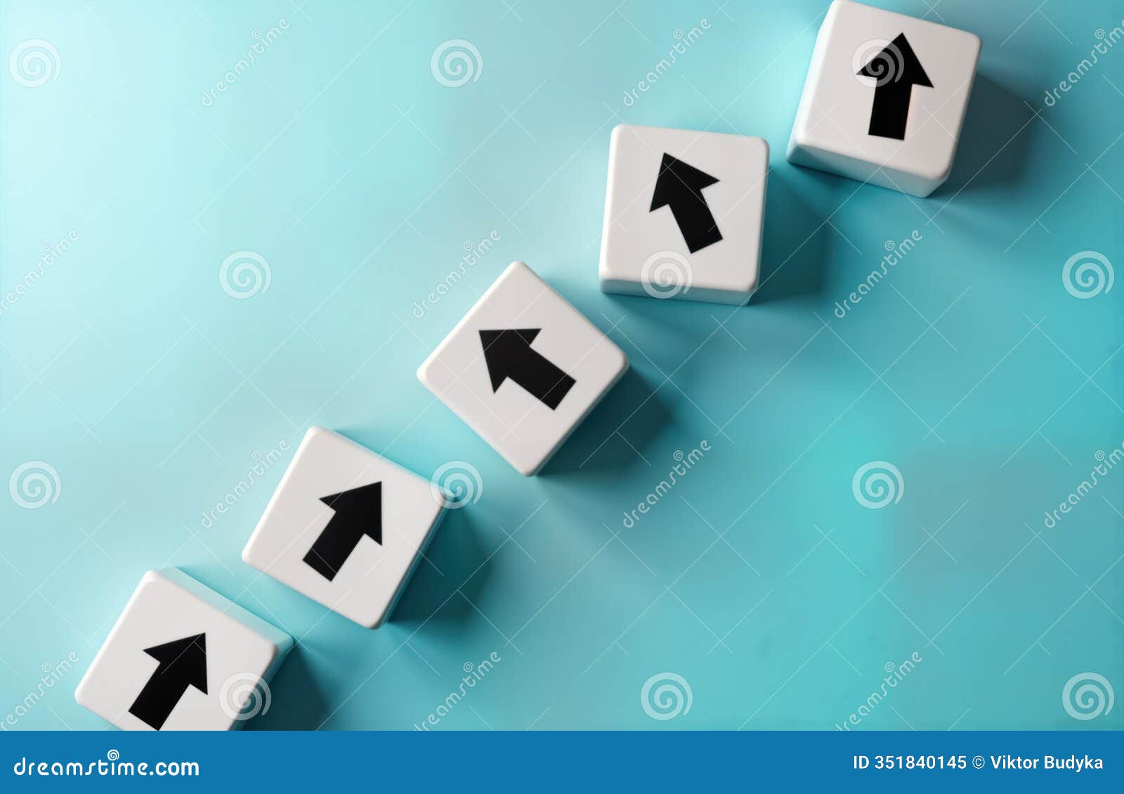 White Blocks with Black Arrows Form Diagonal Upward Path. Concept ...