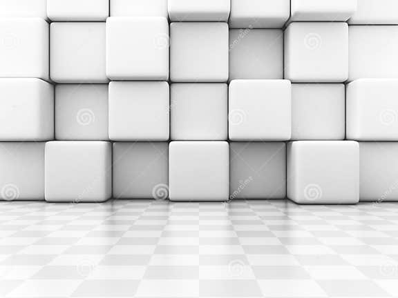White Blocks and Checker Wall Abstract Background Stock Illustration ...