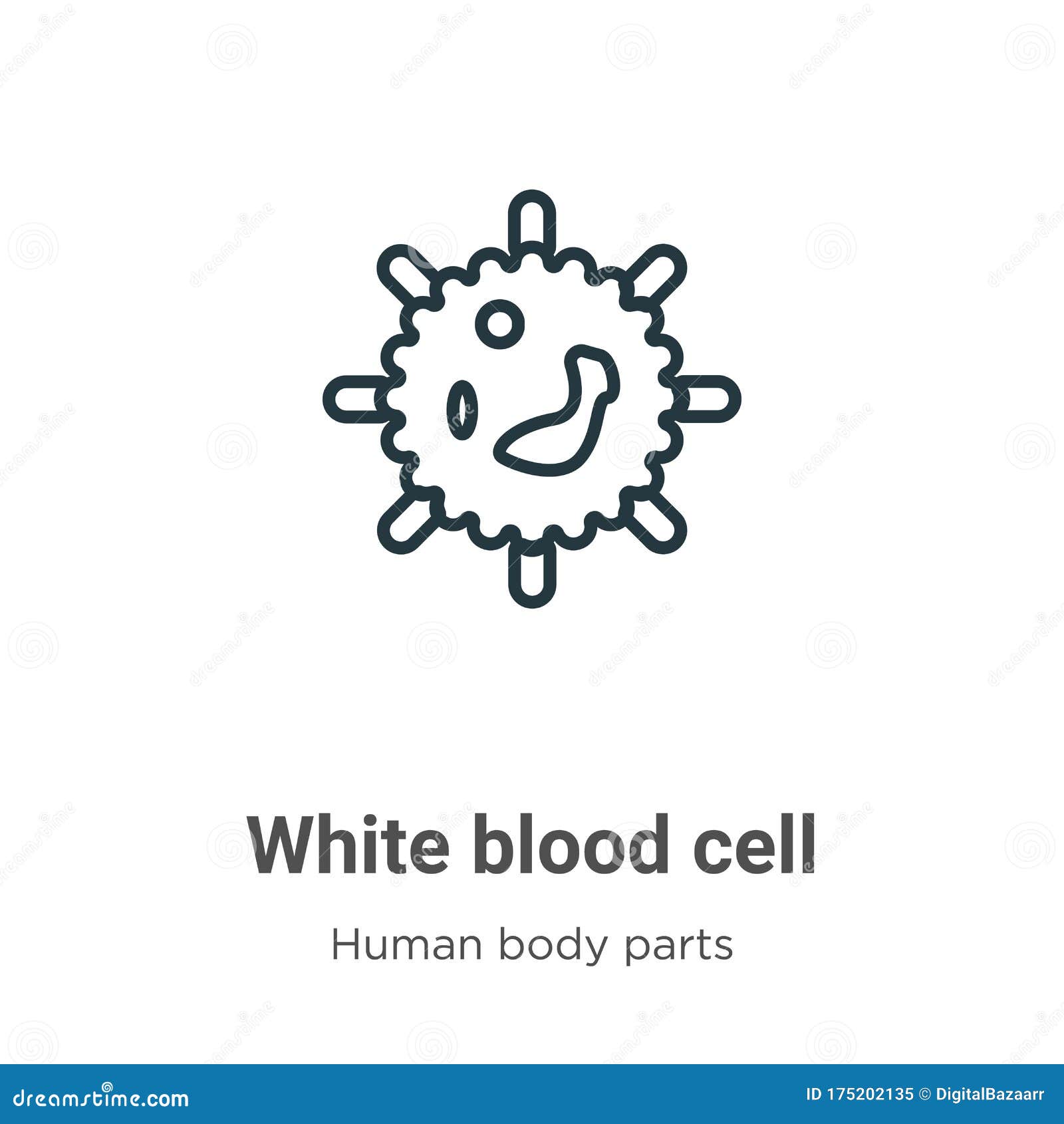 White Blood Cell Outline Vector Icon. Thin Line Black White Blood Cell ...
