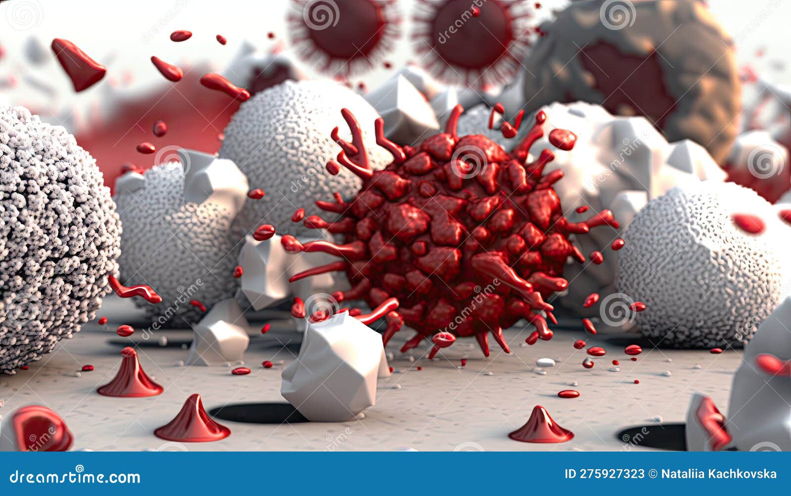 White Blood Cells Fighting Pathogens Stock Illustration - Illustration ...