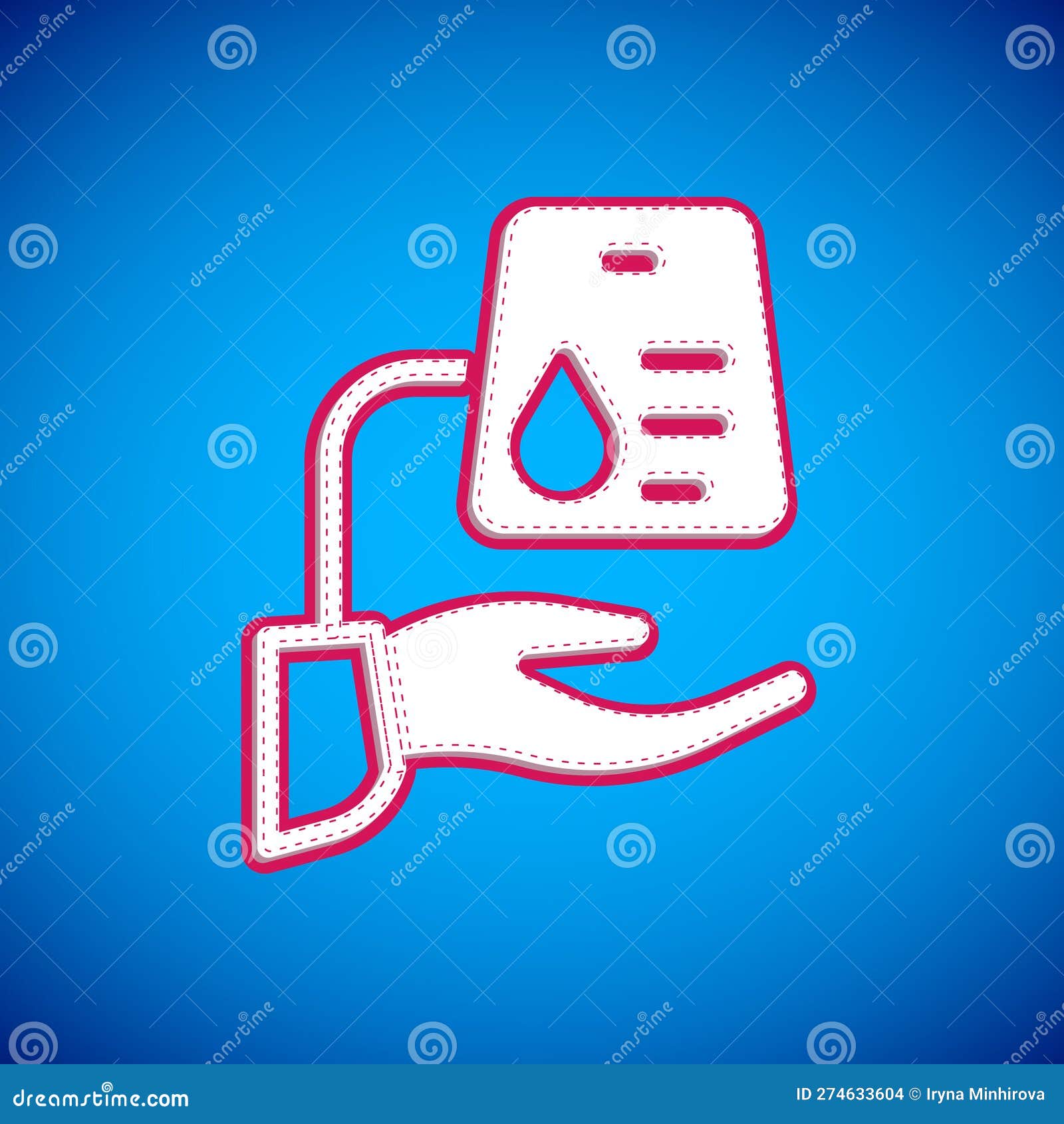 White Blood Donation Icon Isolated on Blue Background. Vector Stock ...