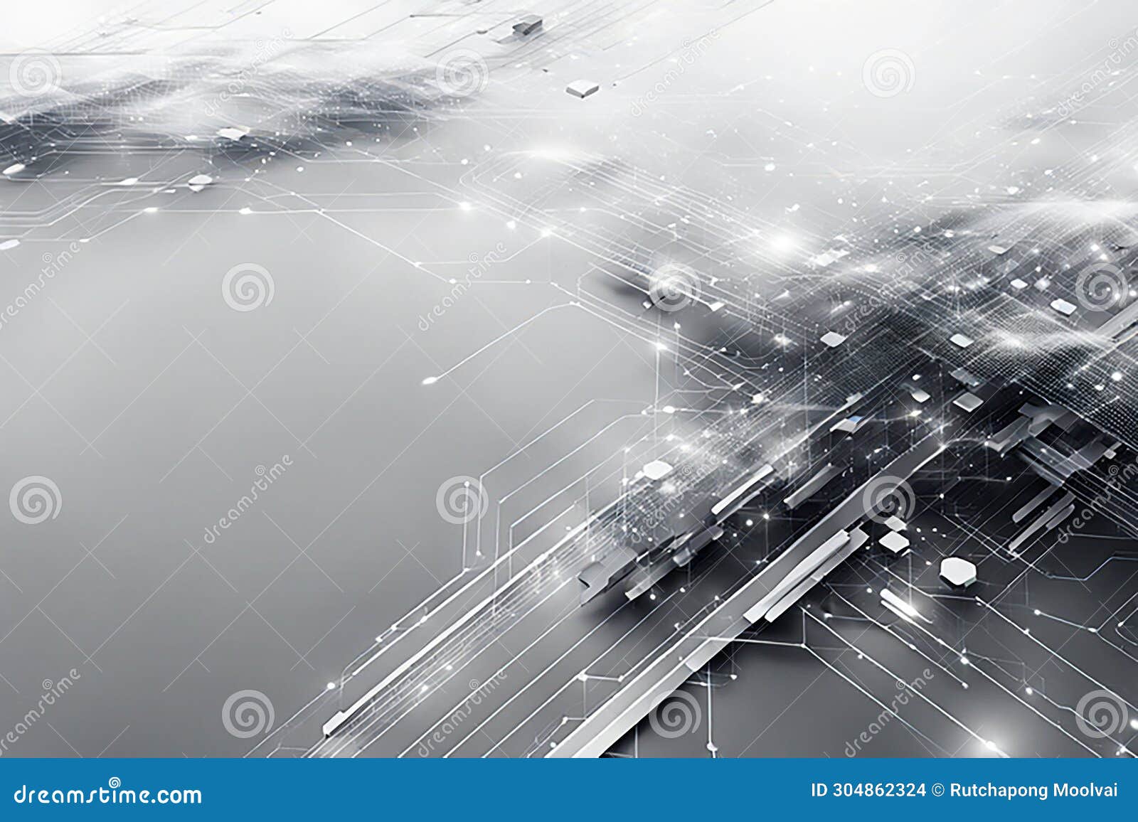 White, Gray Abstract Technology Background with a Network Grid and ...