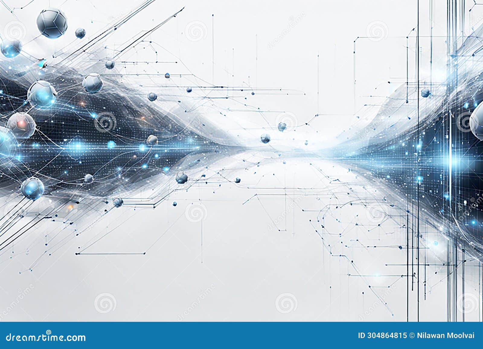 White,blue Abstract Technology Background With A Network Grid And ...