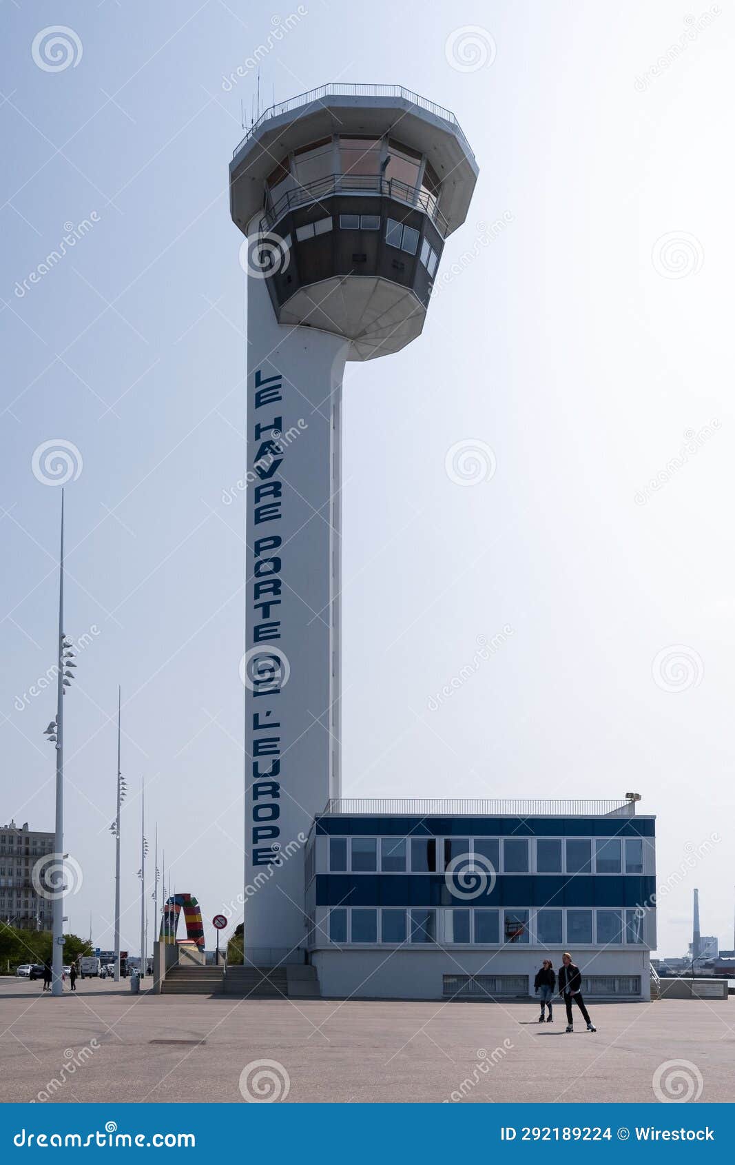 White and Blue Airport Control Tower Editorial Stock Image - Image of ...