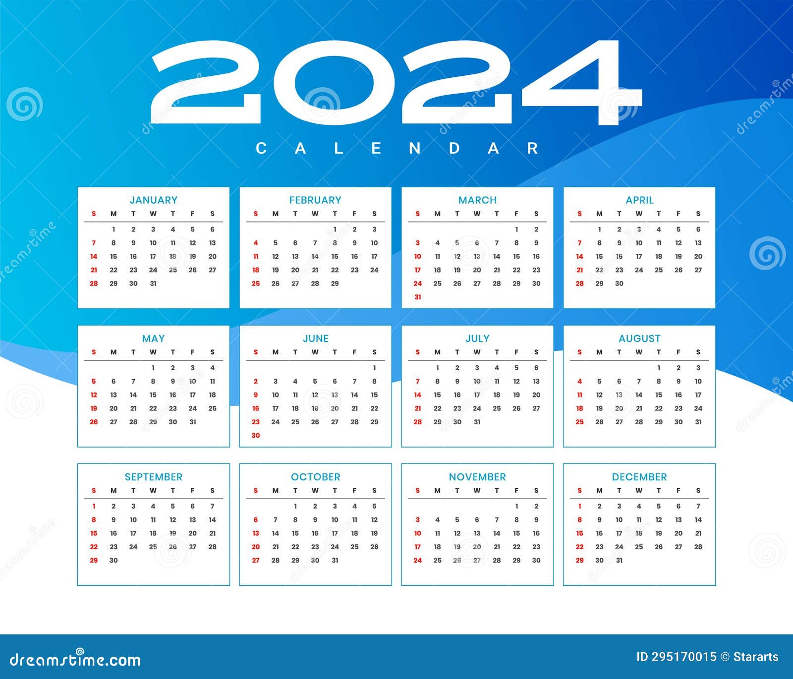 White and Blue 2024 Annual Calendar Template Organize Yearly Task Stock ...