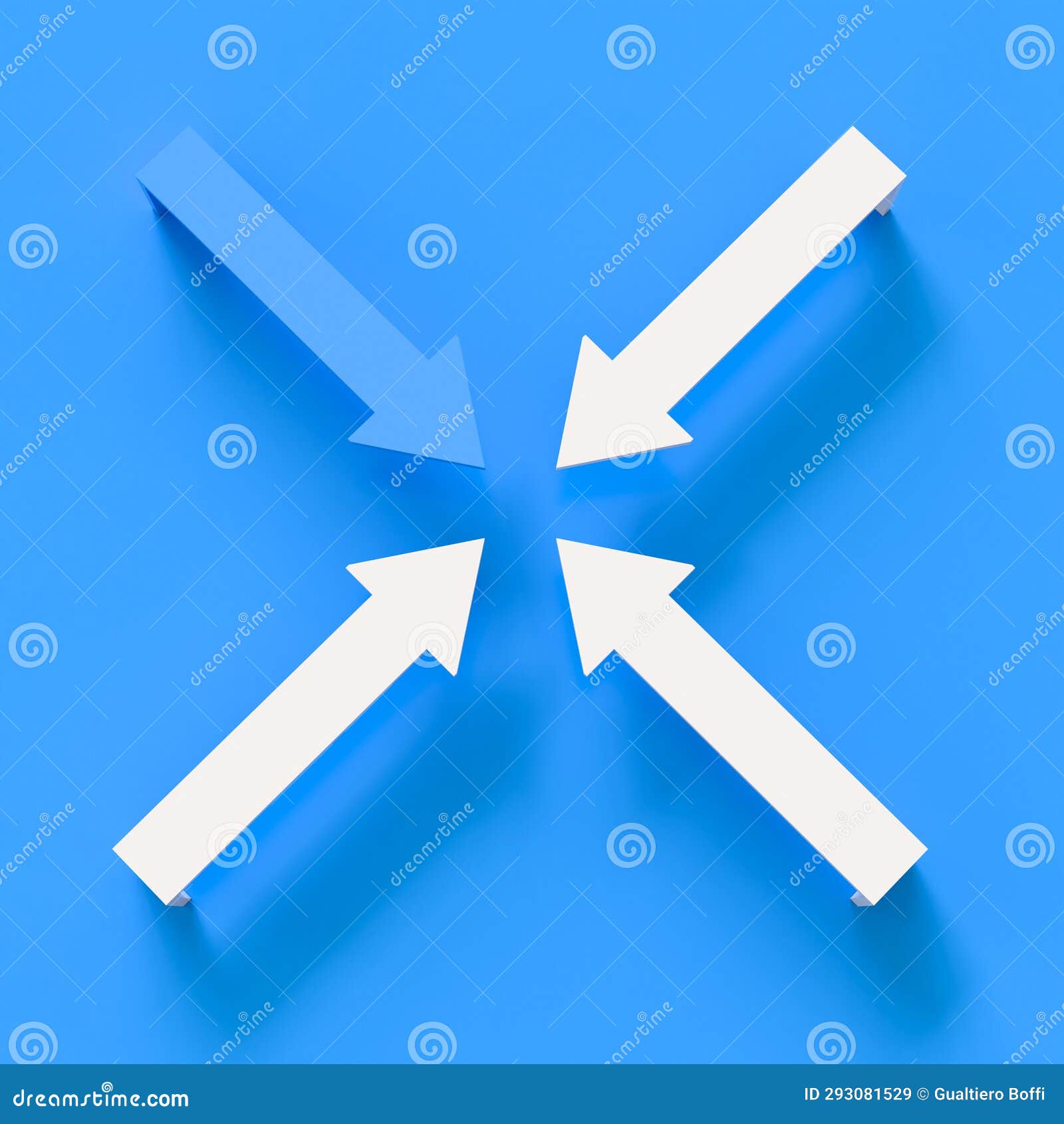 White and Blue Arrows Converging Stock Illustration - Illustration of ...