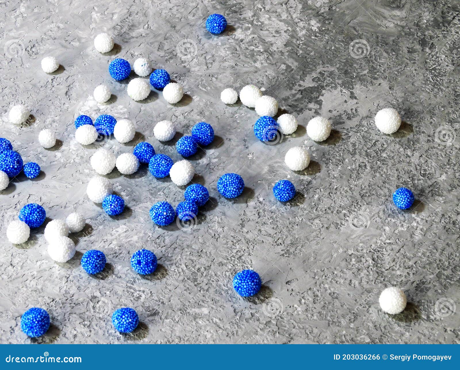 White and Blue Balls on the Grey Background Stock Photo - Image of ...