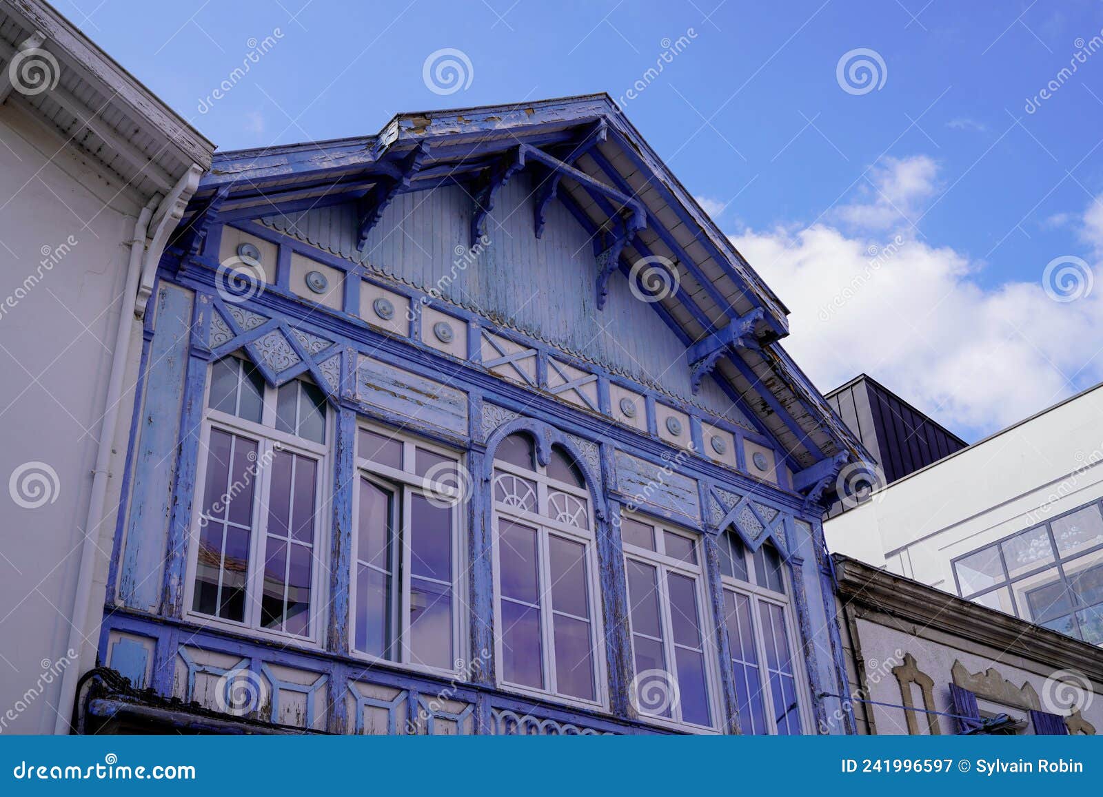 White Blue Basque Facade Old House Beautiful Traditional Bask Housing ...