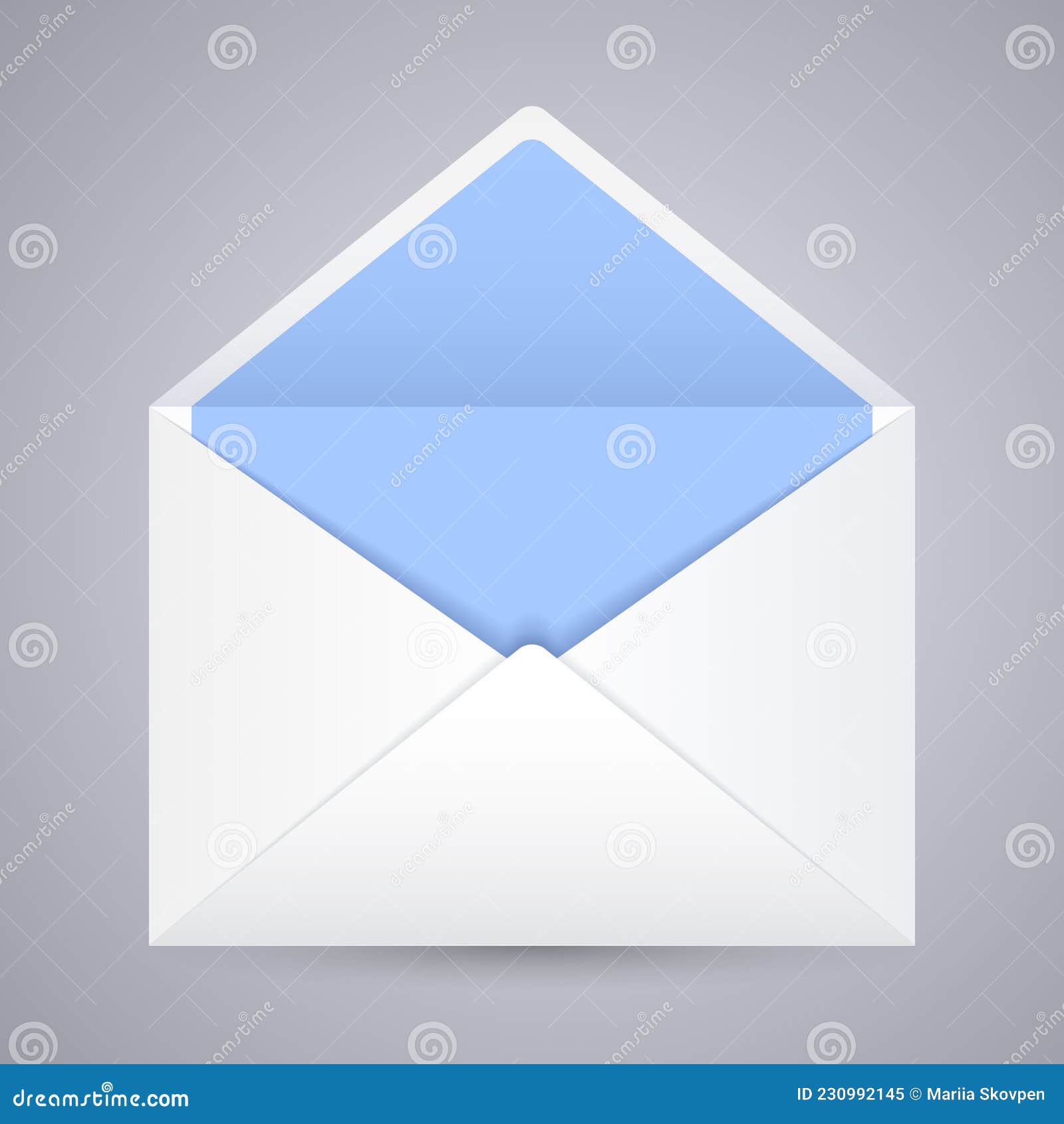 White Blue Blank Envelope Isolated on Gray Background. Ready for Your ...